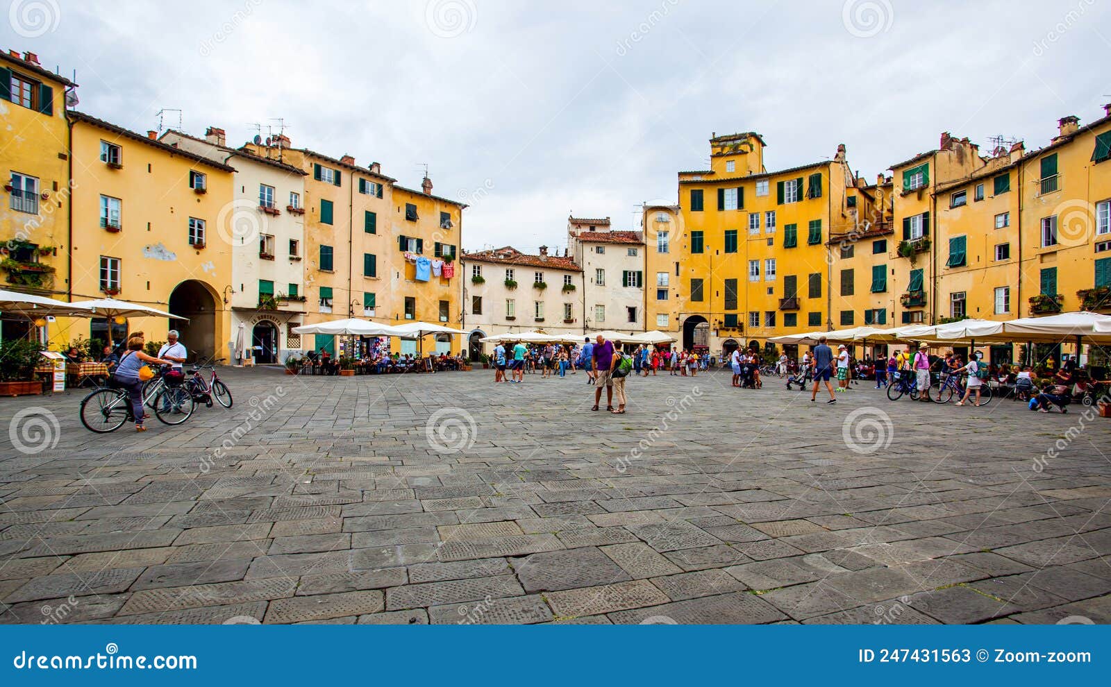 Anfiteatro square in Lucca editorial stock photo. Image of horizontal ...