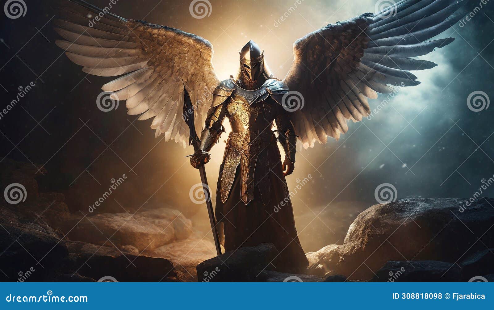 Angel in armor stock illustration. Illustration of sculpture - 308818098