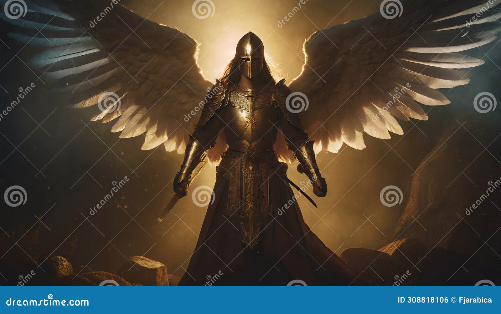 Angel in armor stock illustration. Illustration of flight - 308818106