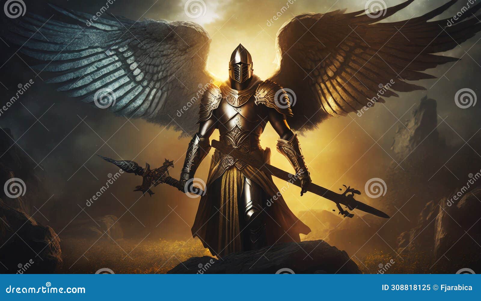 Angel in armor stock illustration. Illustration of armor - 308818125