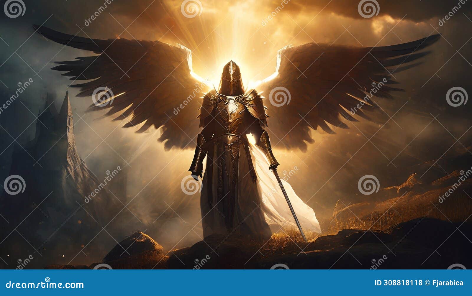 Angel in armor stock illustration. Illustration of animal - 308818118