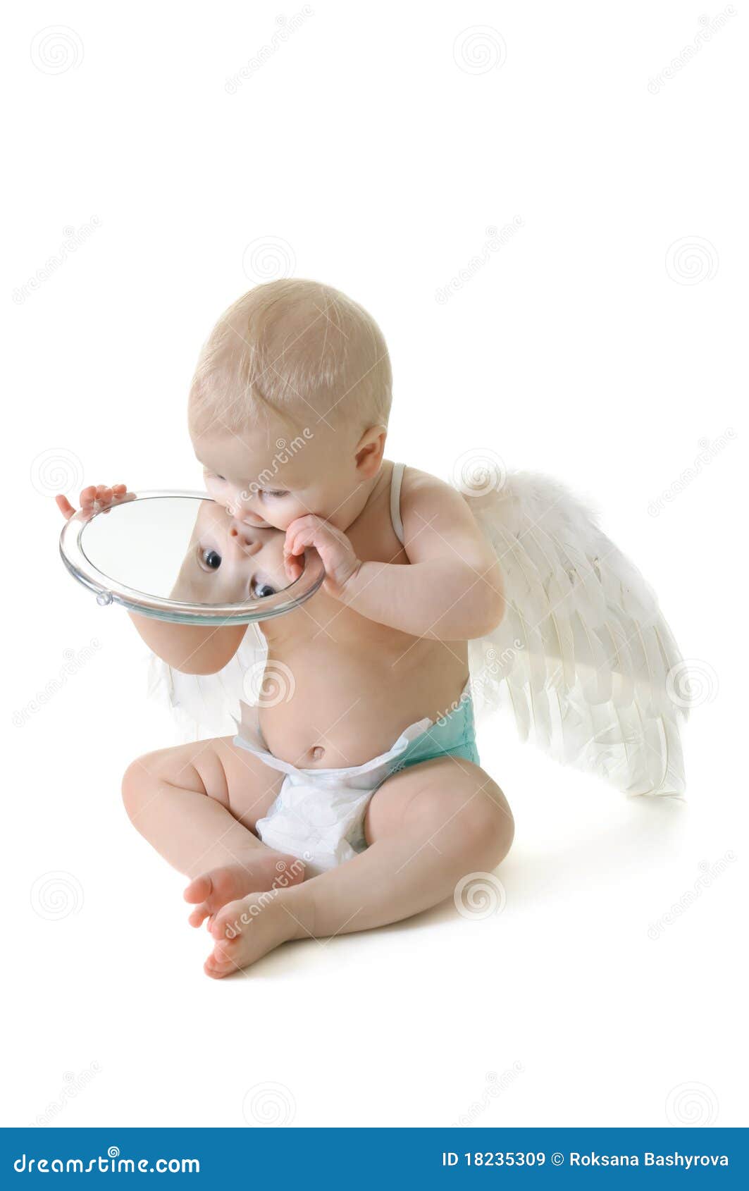 Angel baby stock image. Image of mirror, blonde, parent - 18235309