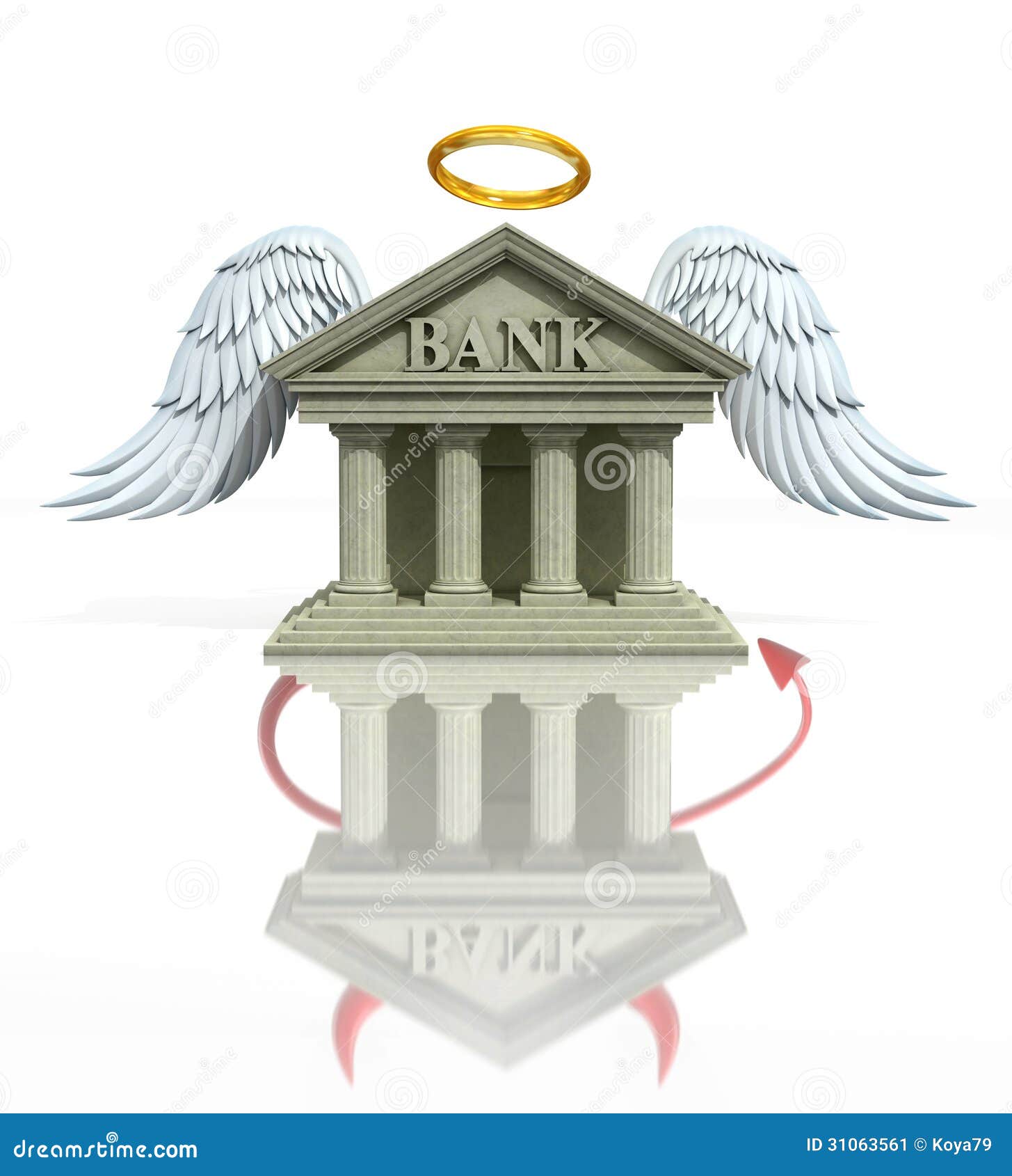 Angel Bank Seen As a Devil Bank in Reflection Stock Illustration ...