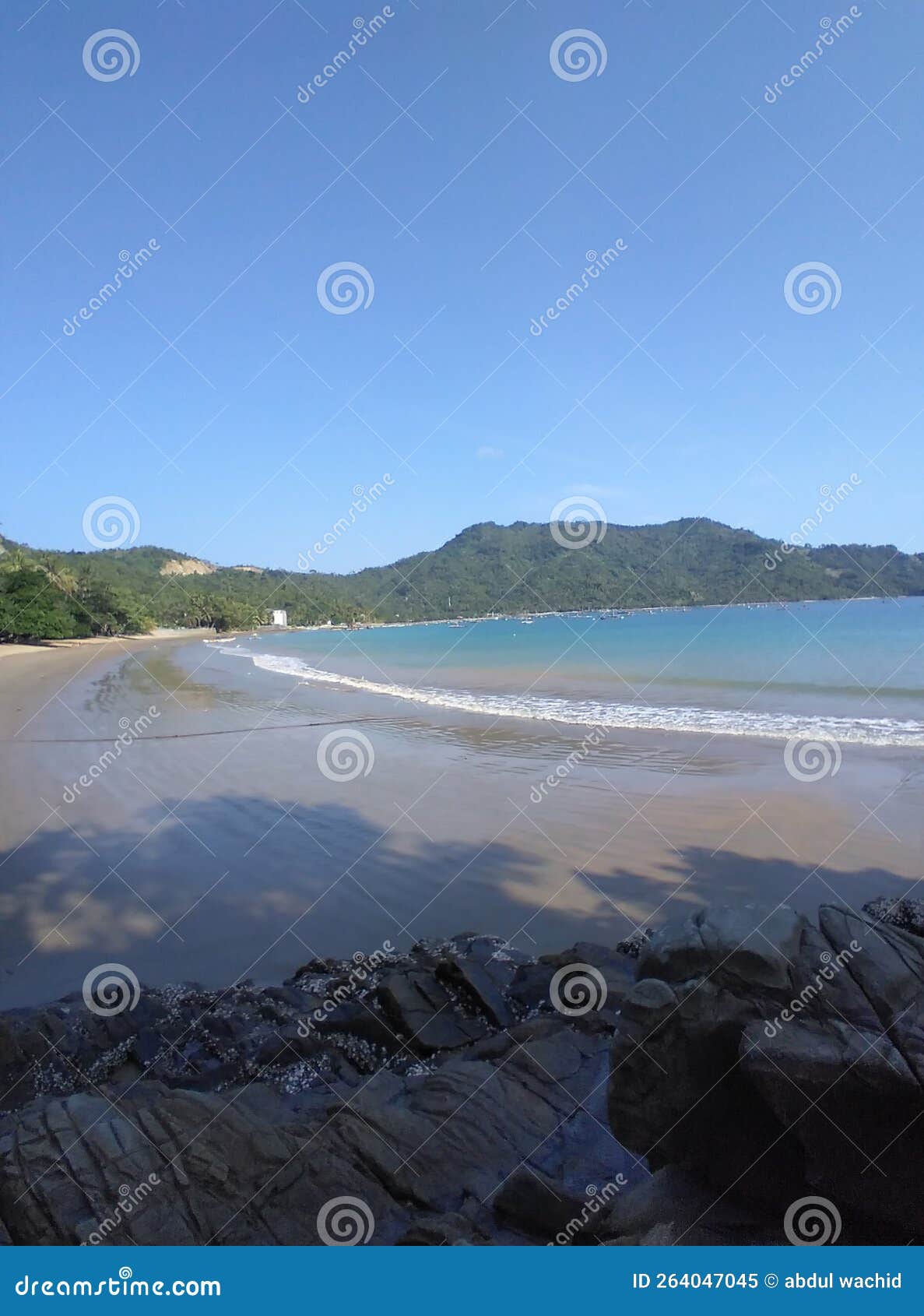 Angel Beach blue mountain stock image. Image of beach - 264047045