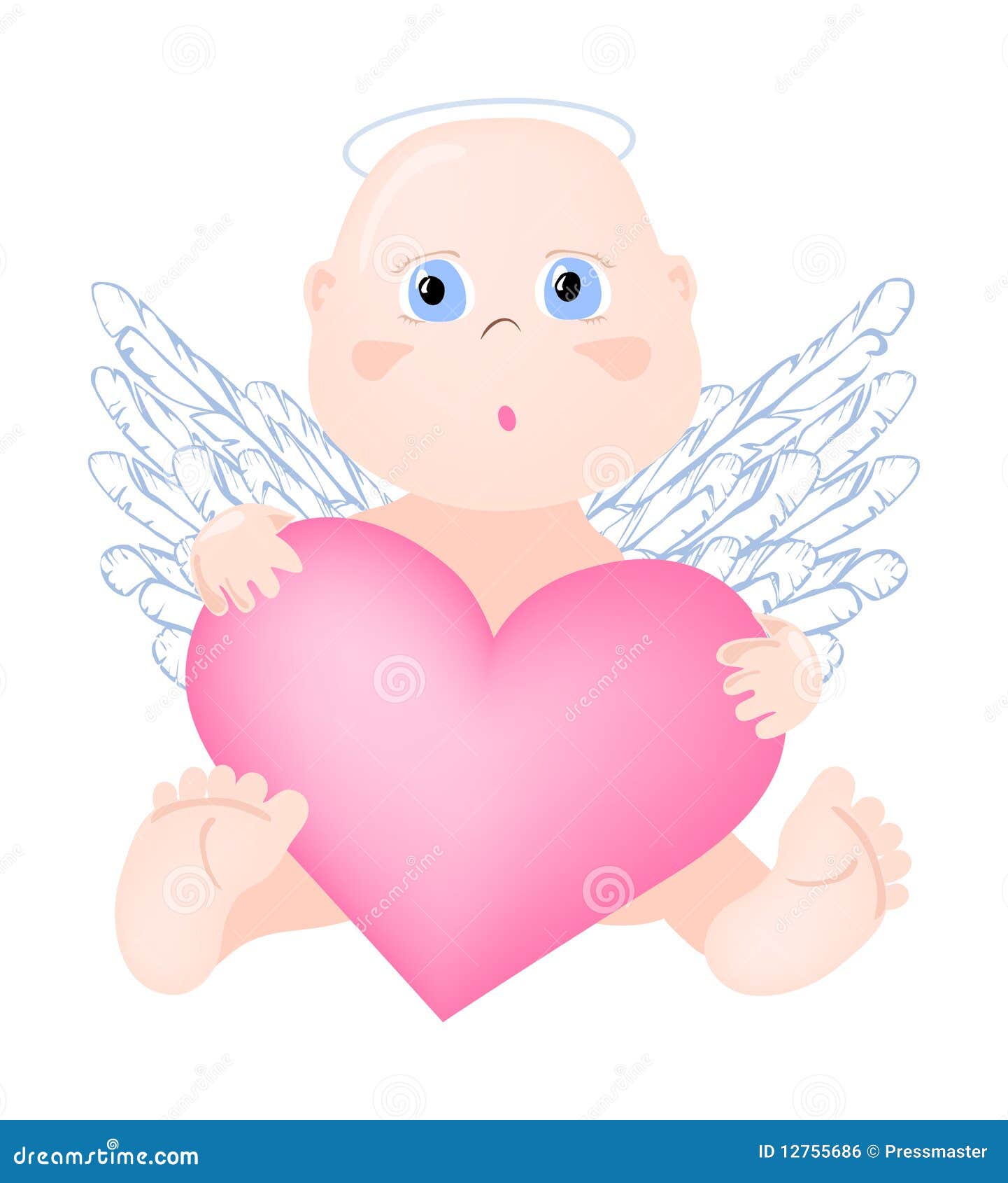 Angel with big heart stock illustration. Illustration of baby - 12755686