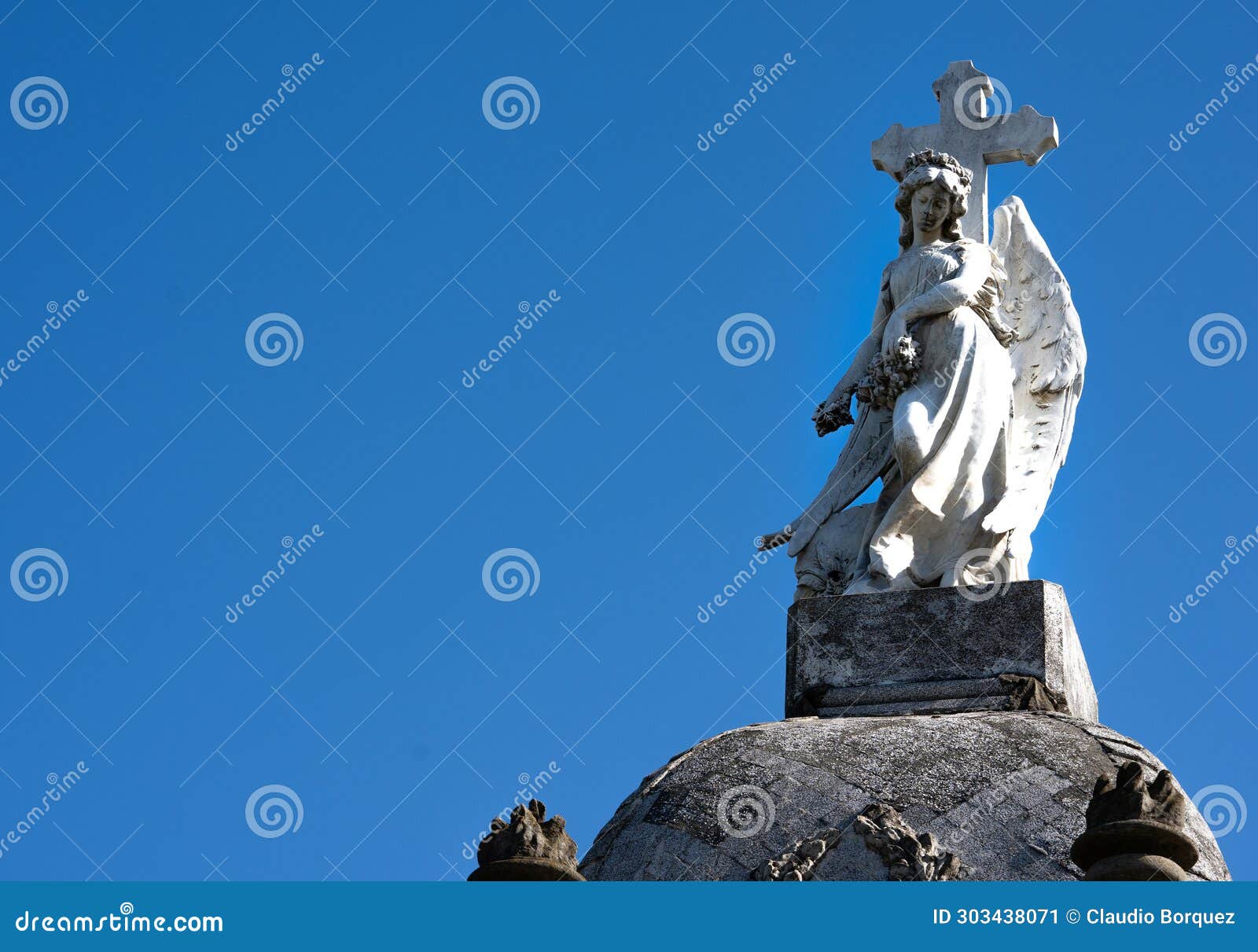 Angel with Big Wings Looking Down Stock Image - Image of little ...
