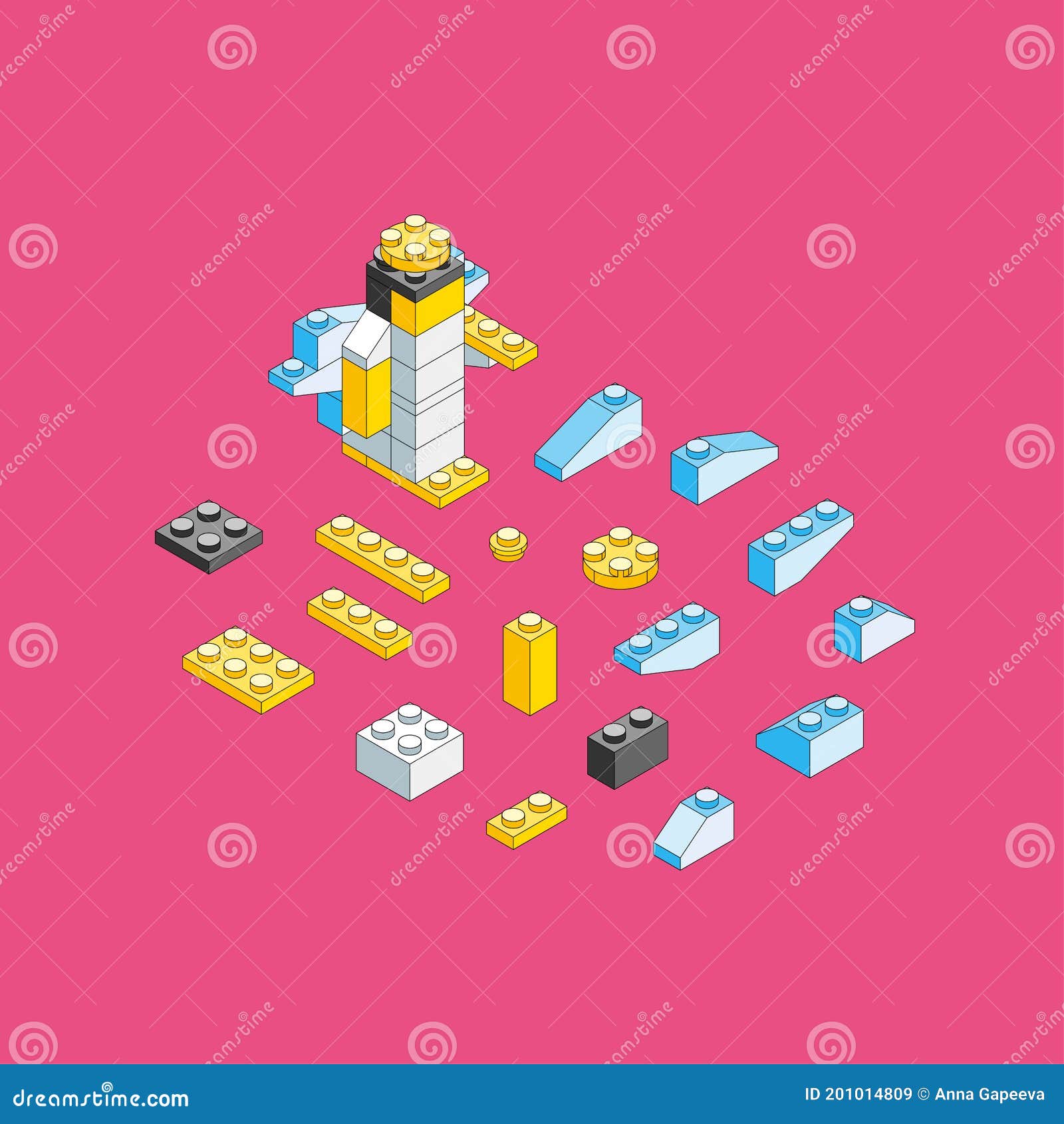Angel of Blocks. Isometric Constructor Stock Vector - Illustration of ...