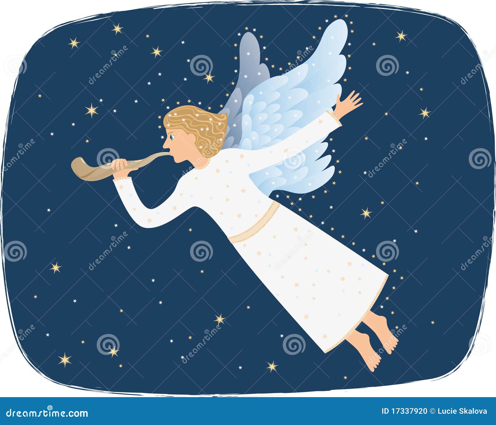 Angel blowing the shofar stock vector. Illustration of spirit - 17337920