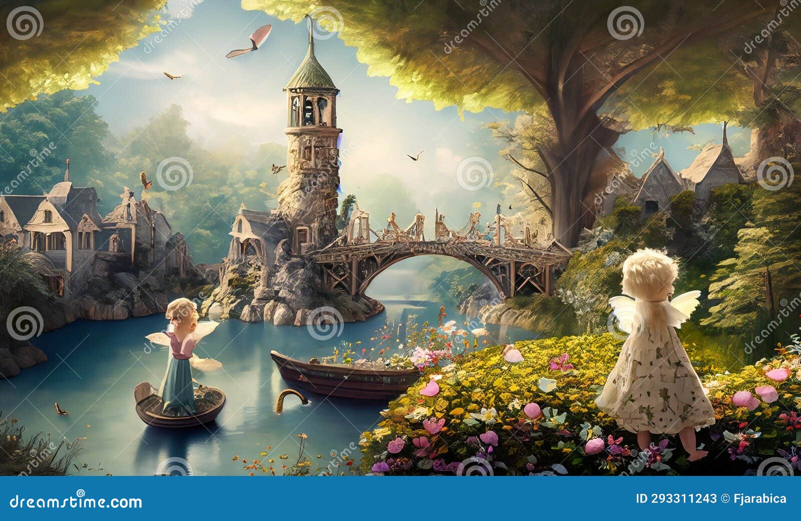 Angel on a boat stock illustration. Illustration of plant - 293311243