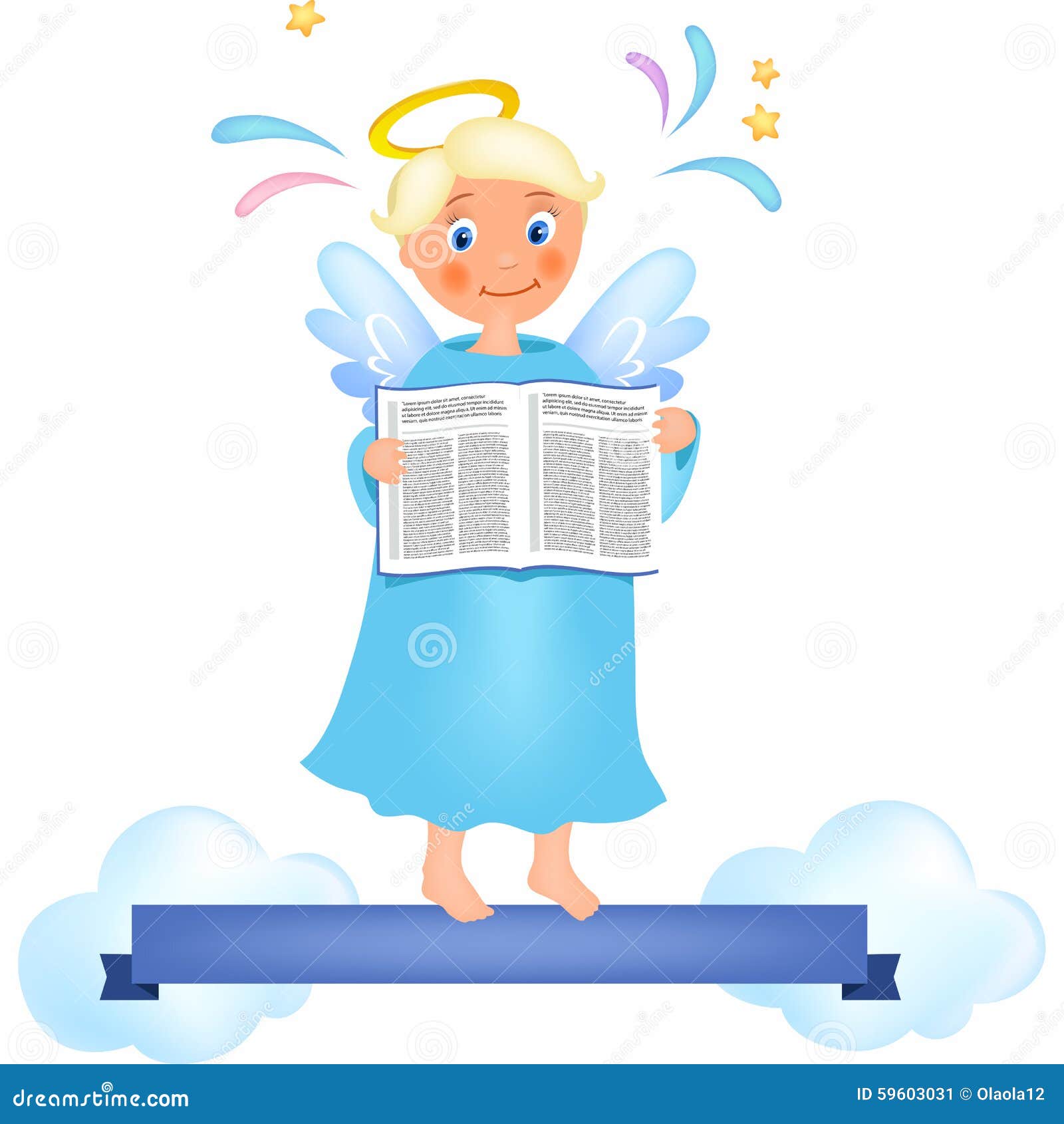 Angel with book stock vector. Illustration of girl, memory - 59603031