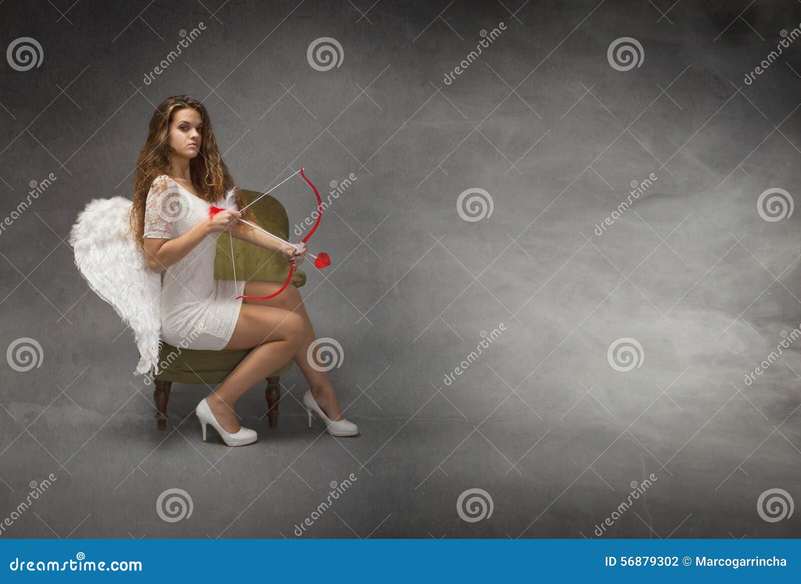 Angel with bow and arrow stock photo. Image of life, copy - 56879302