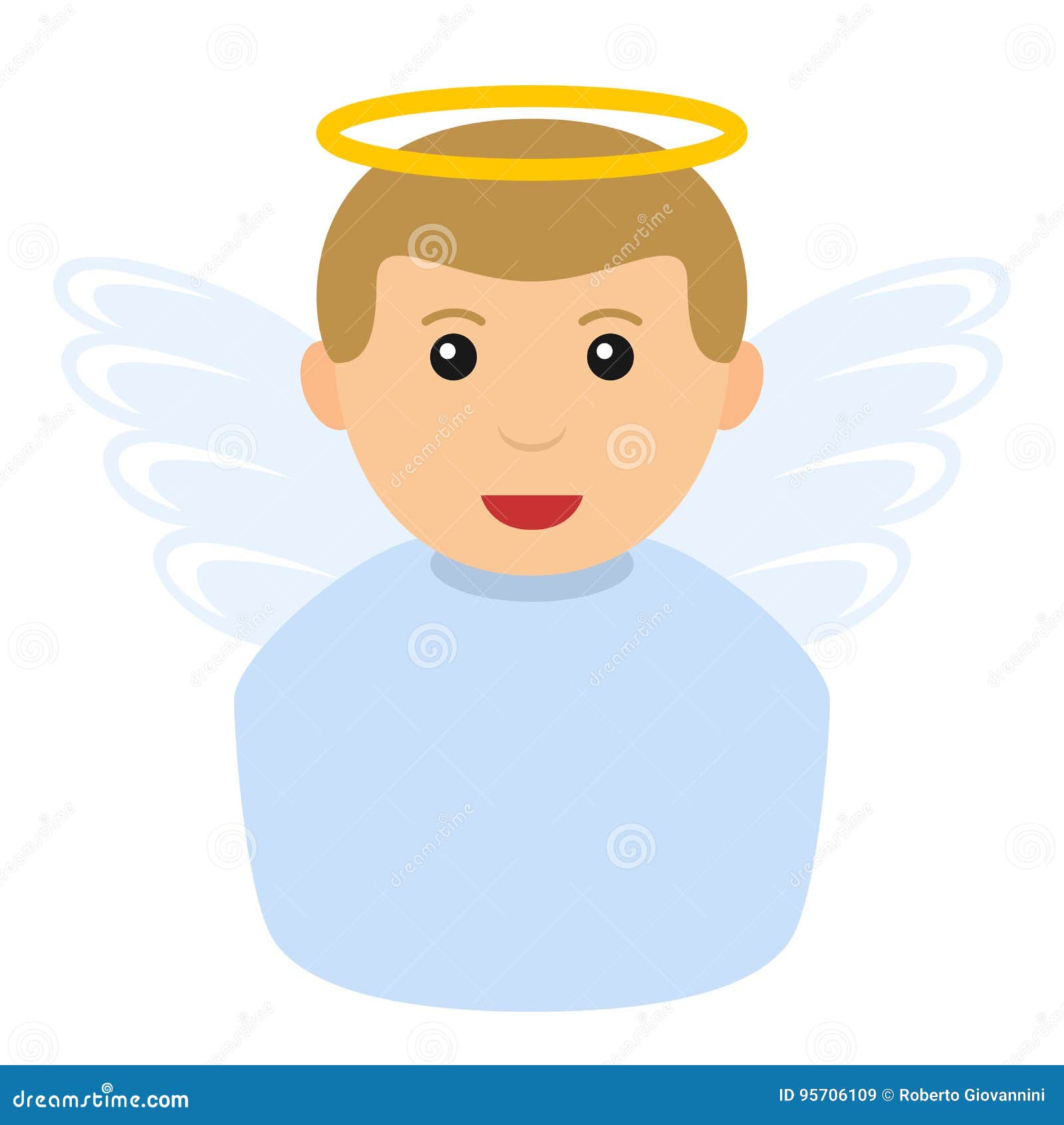 Angel Boy Avatar Flat Icon Aisló En Blanco Ilustración del Vector ...