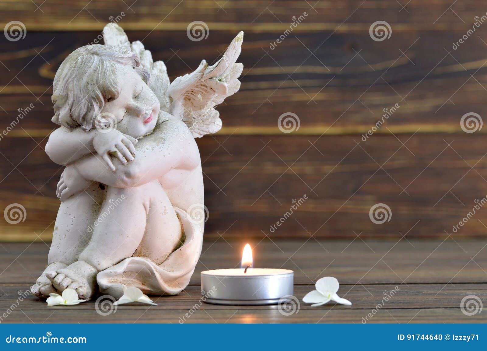 Angel and burning candle stock photo. Image of sleeping - 91744640