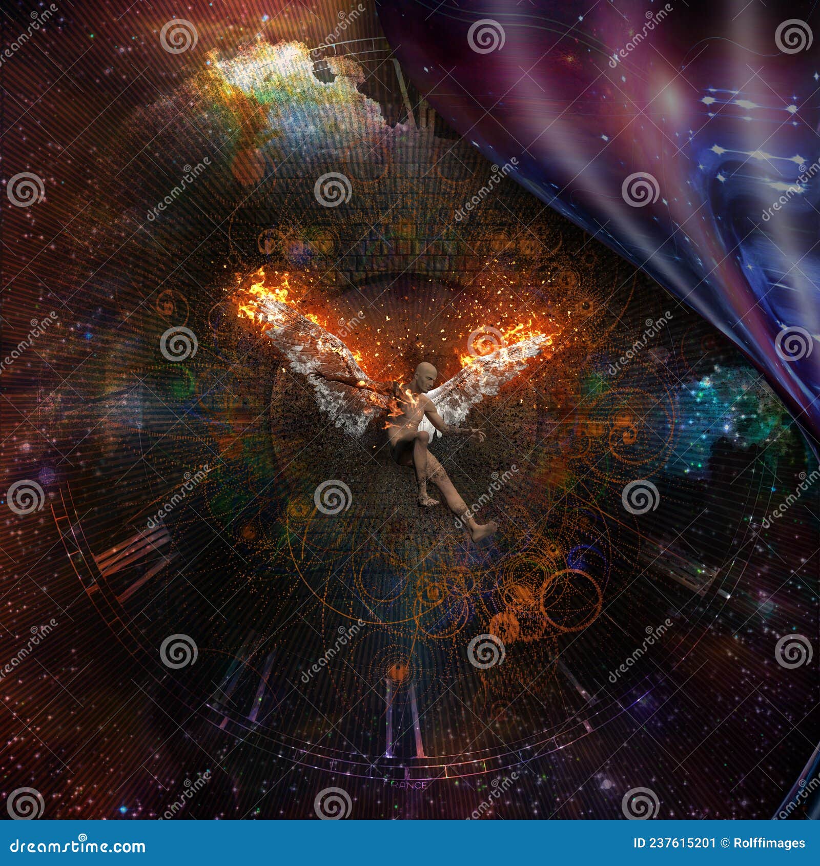 Angel with burning wings stock illustration. Illustration of spiritual ...