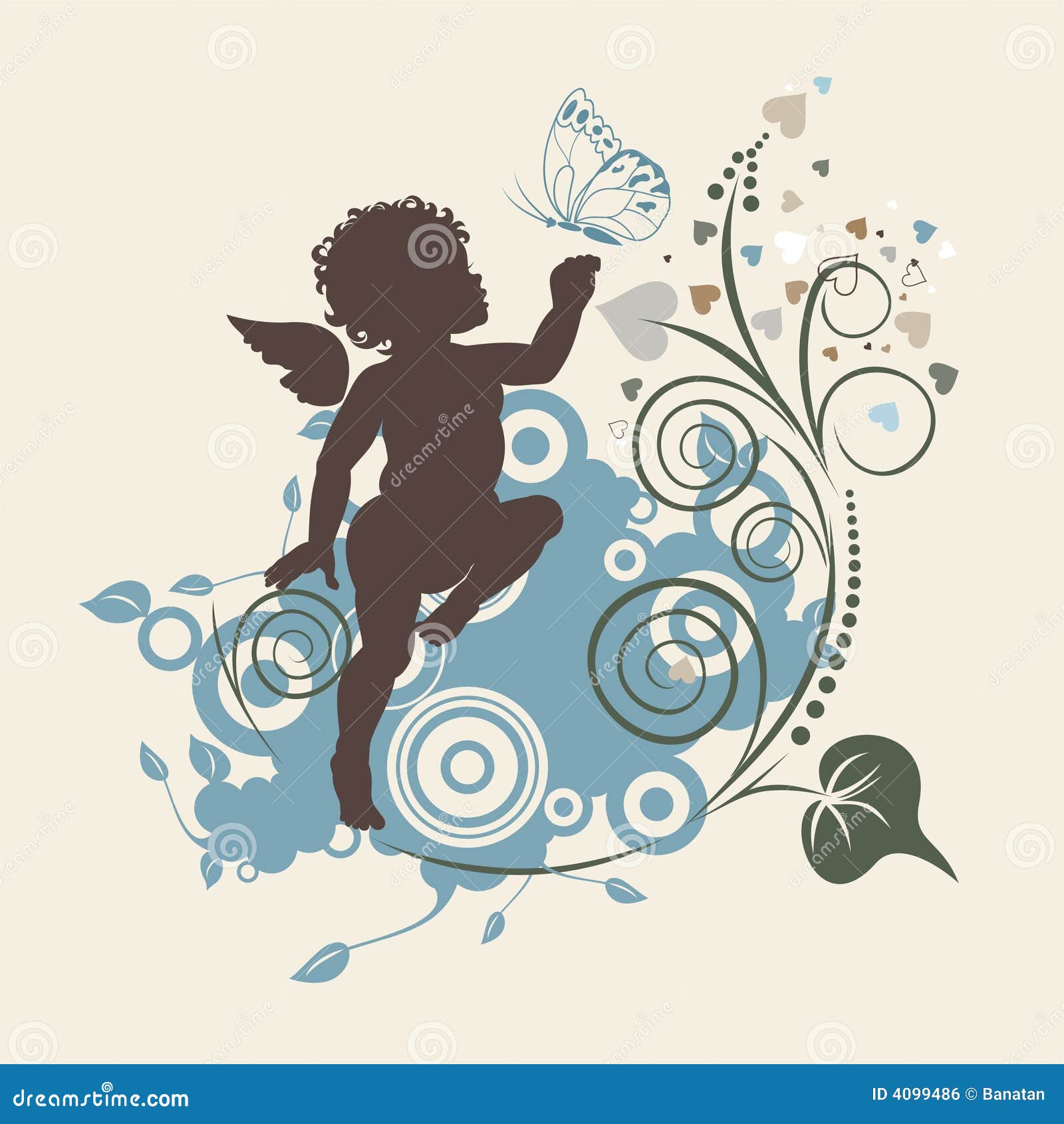 Angel and butterfly stock vector. Illustration of love - 4099486