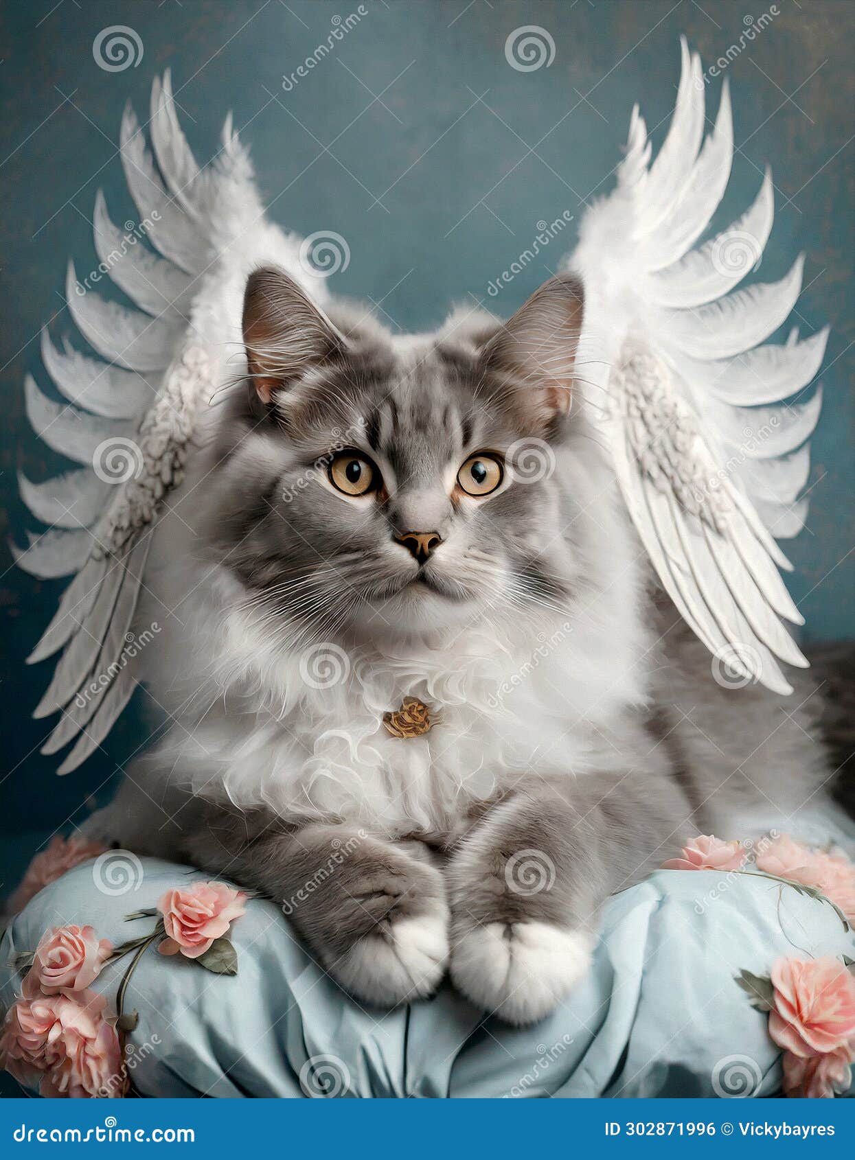Angel Cat. Cute Angelic Kitty Stock Illustration - Illustration of ...