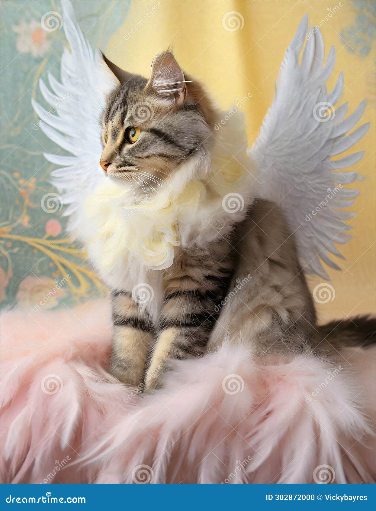 Angel Cat. Cute Angelic Kitty Stock Illustration - Illustration of ...