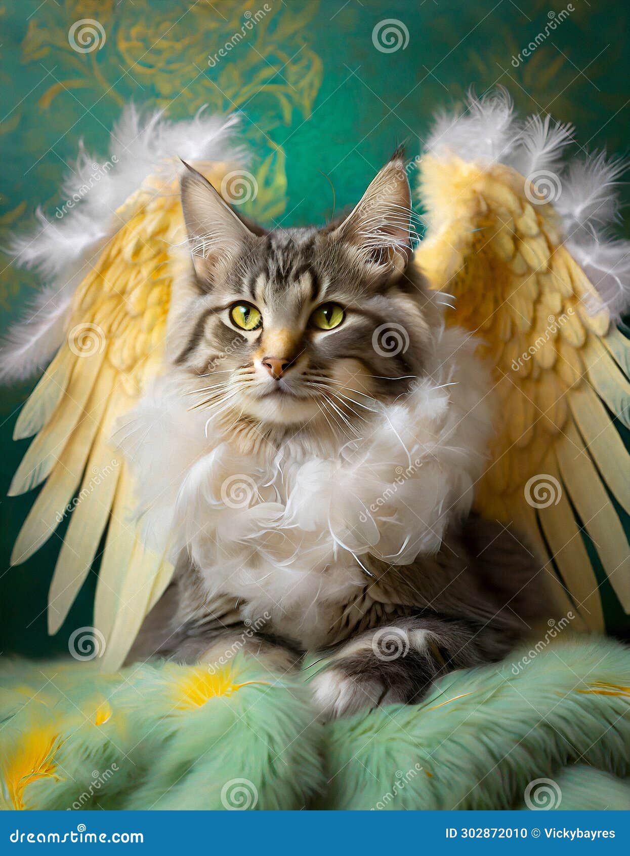 Angel Cat. Cute Angelic Kitty Stock Illustration - Illustration of ...