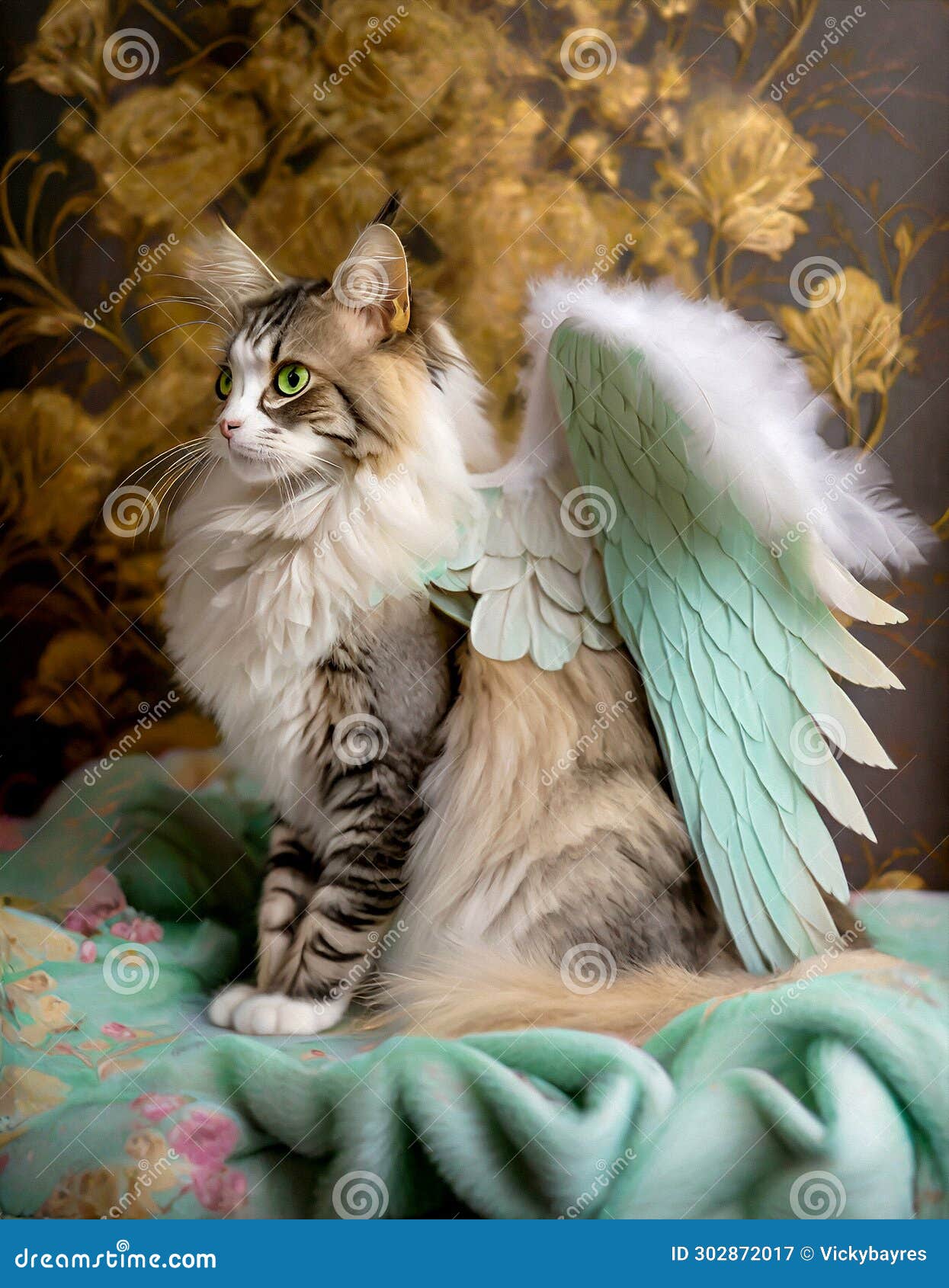 Angel Cat. Cute Angelic Kitty Stock Illustration - Illustration of ...