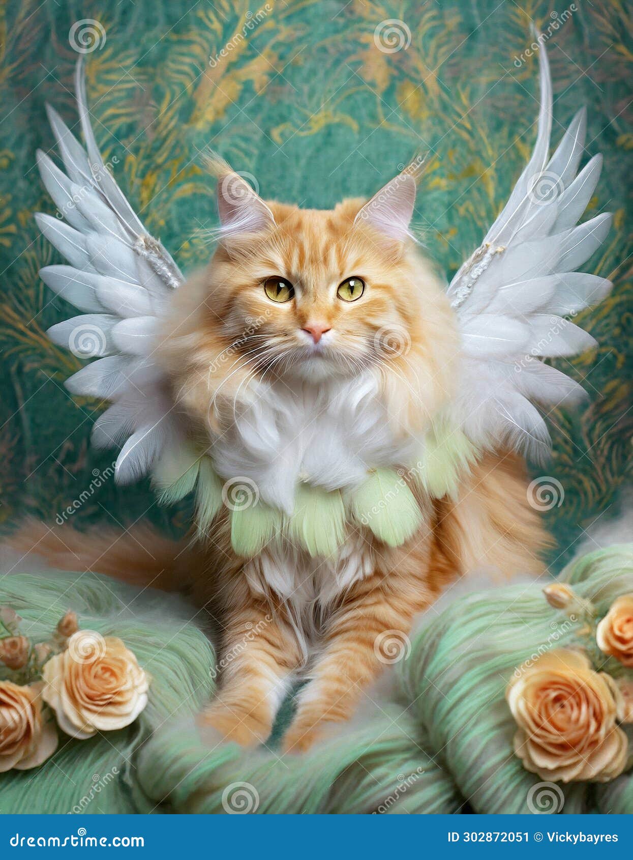 Angel Cat. Cute Angelic Kitty Stock Illustration - Illustration of ...