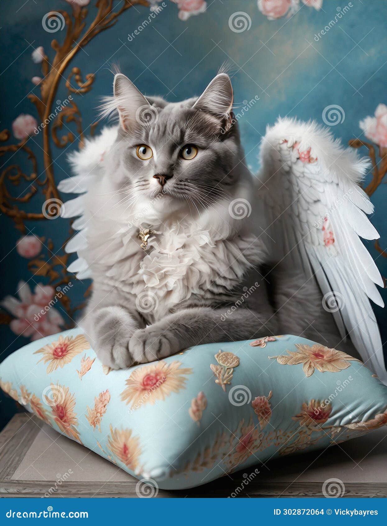 Angel Cat. Cute Angelic Kitty Stock Illustration - Illustration of ...