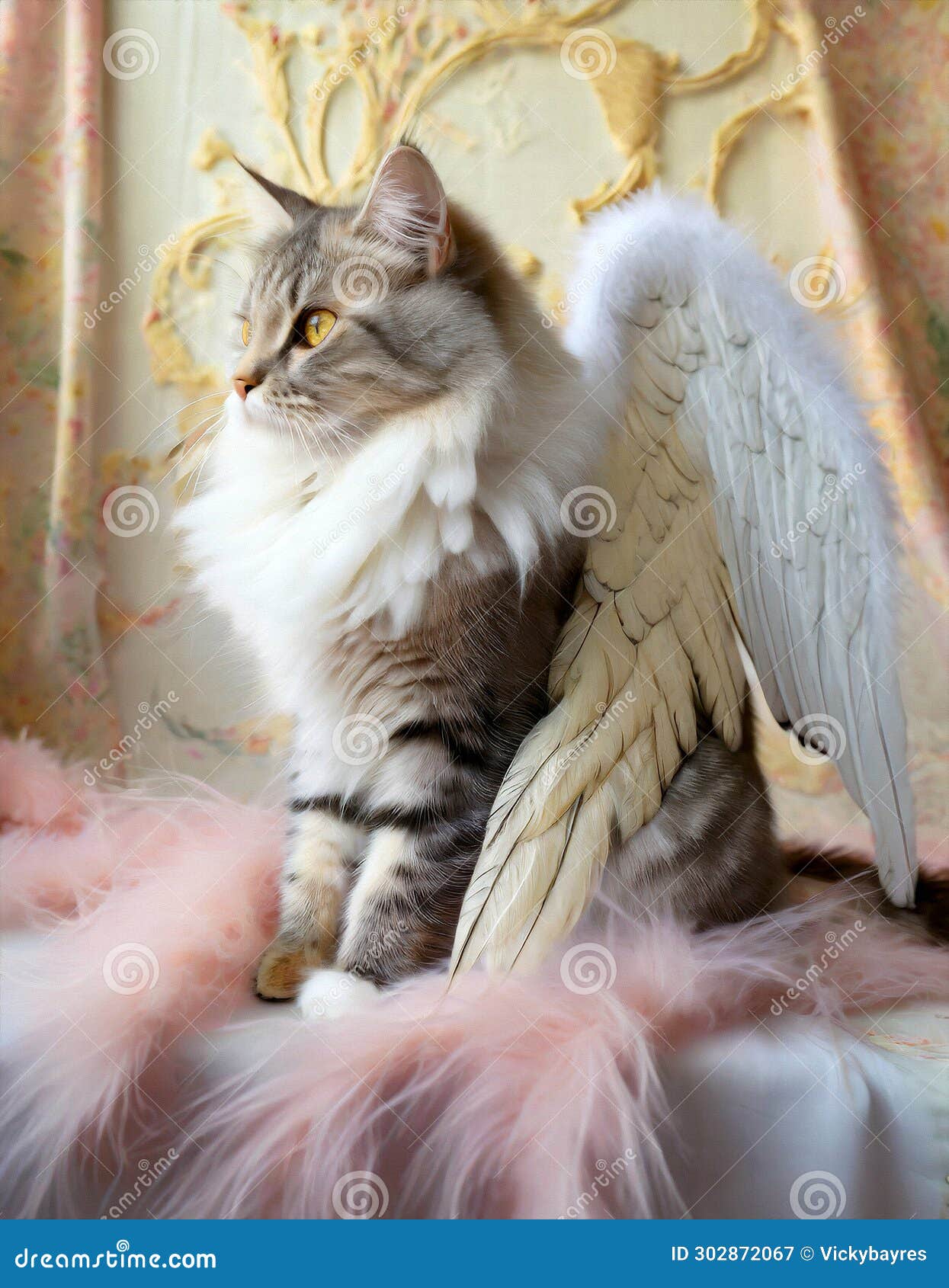 Angel Cat. Cute Angelic Kitty Stock Illustration - Illustration of ...