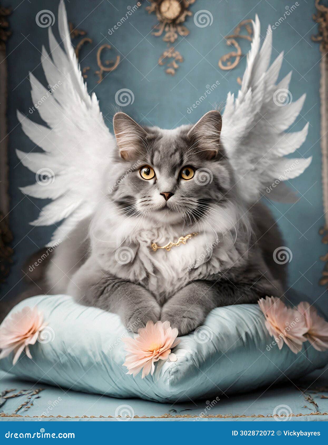 Angel Cat. Cute Angelic Kitty Stock Illustration - Illustration of ...