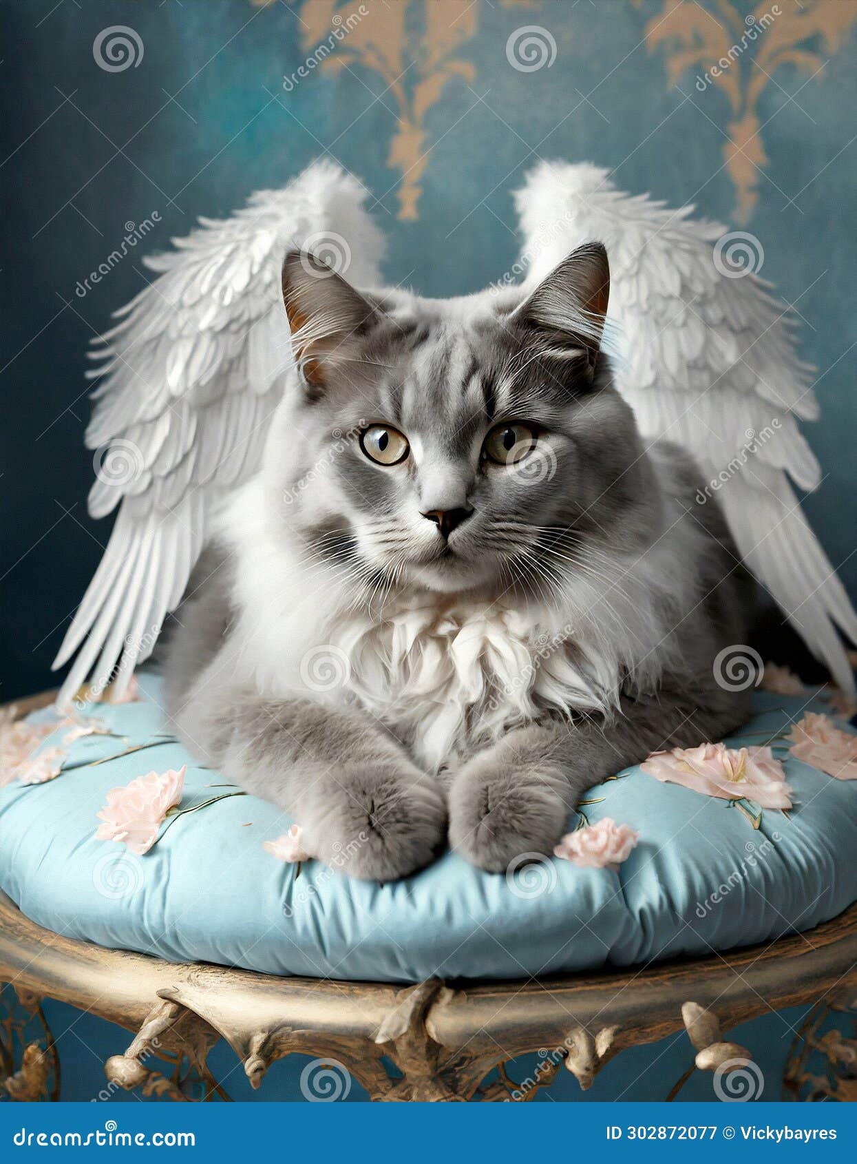 Angel Cat. Cute Angelic Kitty Stock Illustration - Illustration of ...
