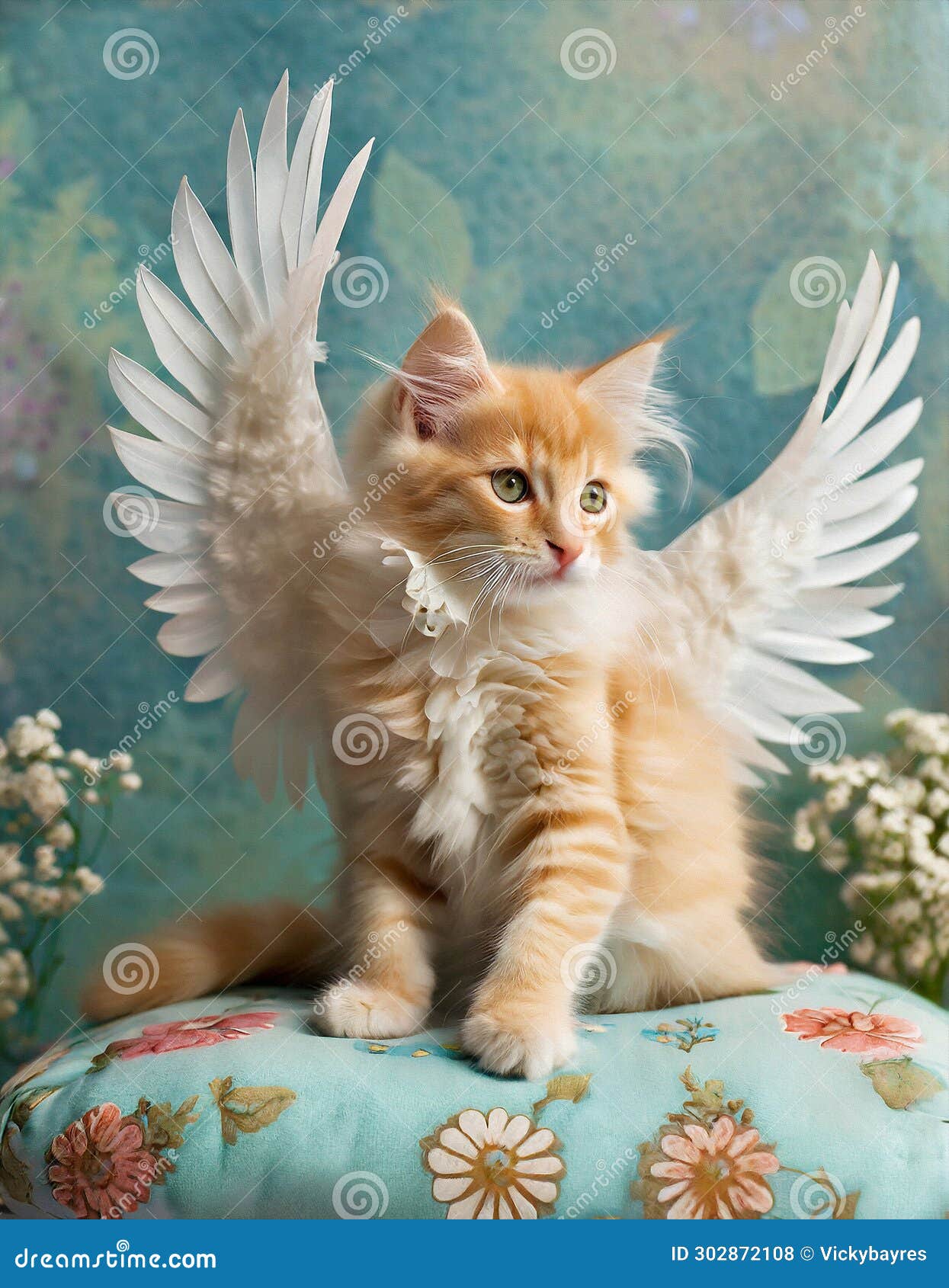 Angel Cat. Cute Angelic Kitty Stock Illustration - Illustration of ...