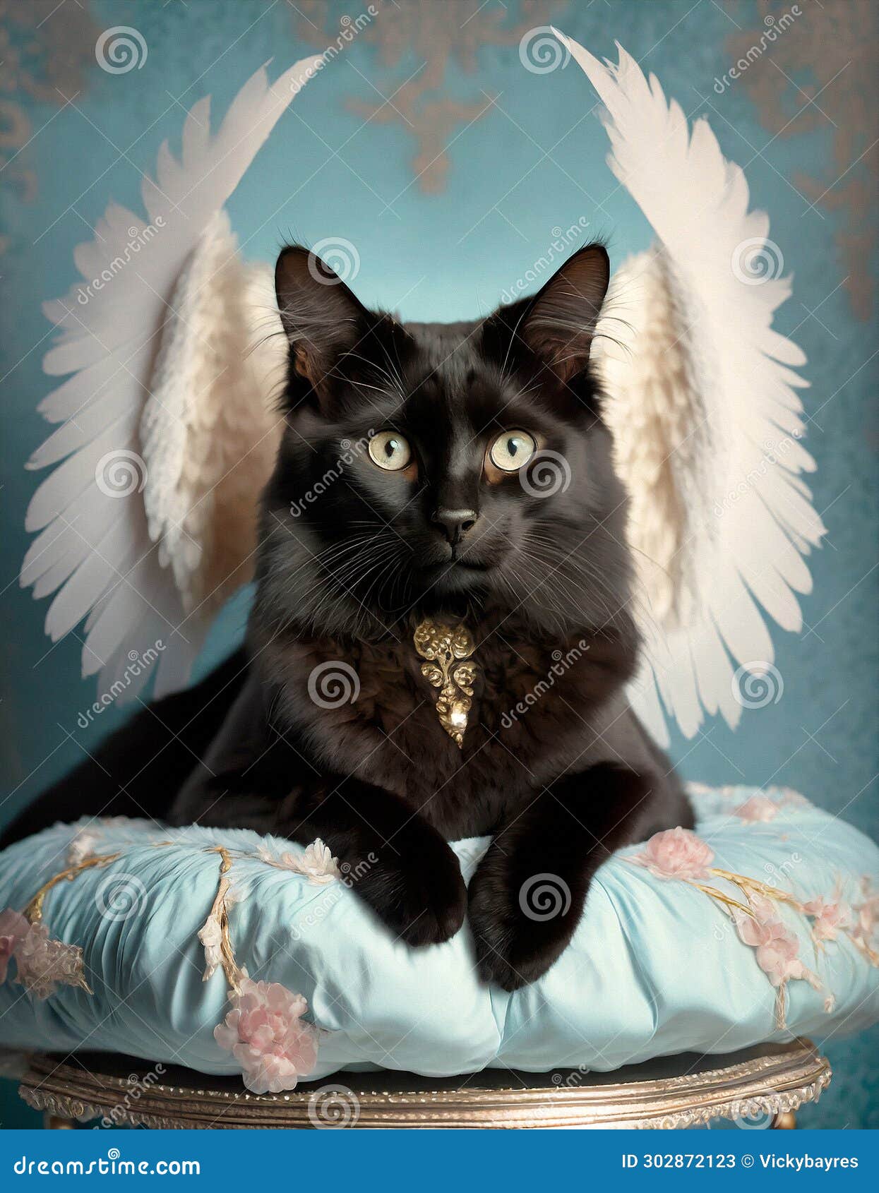 Angel Cat. Cute Angelic Kitty Stock Illustration - Illustration of ...