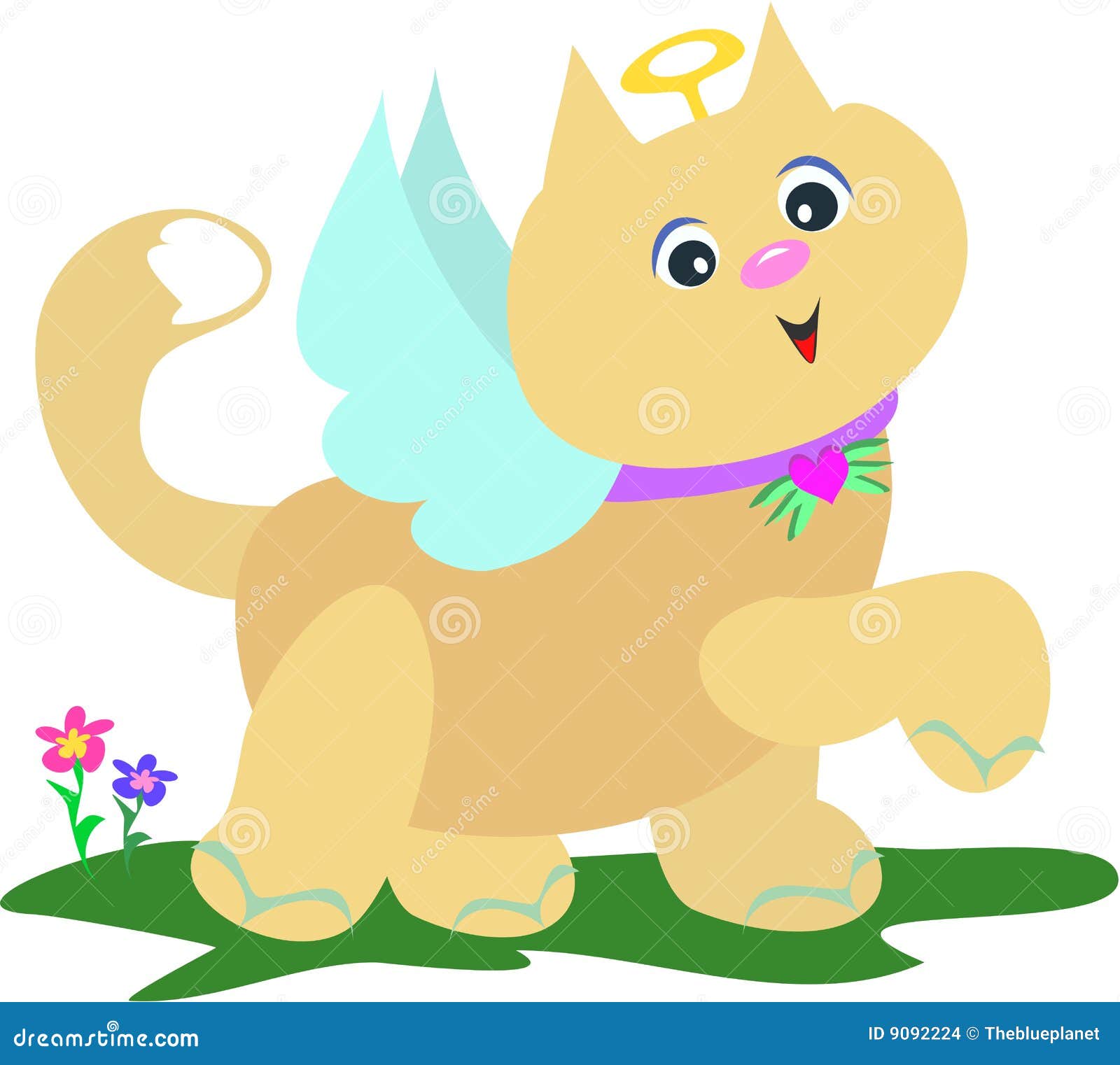 Angel Cat with Flowers stock vector. Illustration of sweet - 9092224