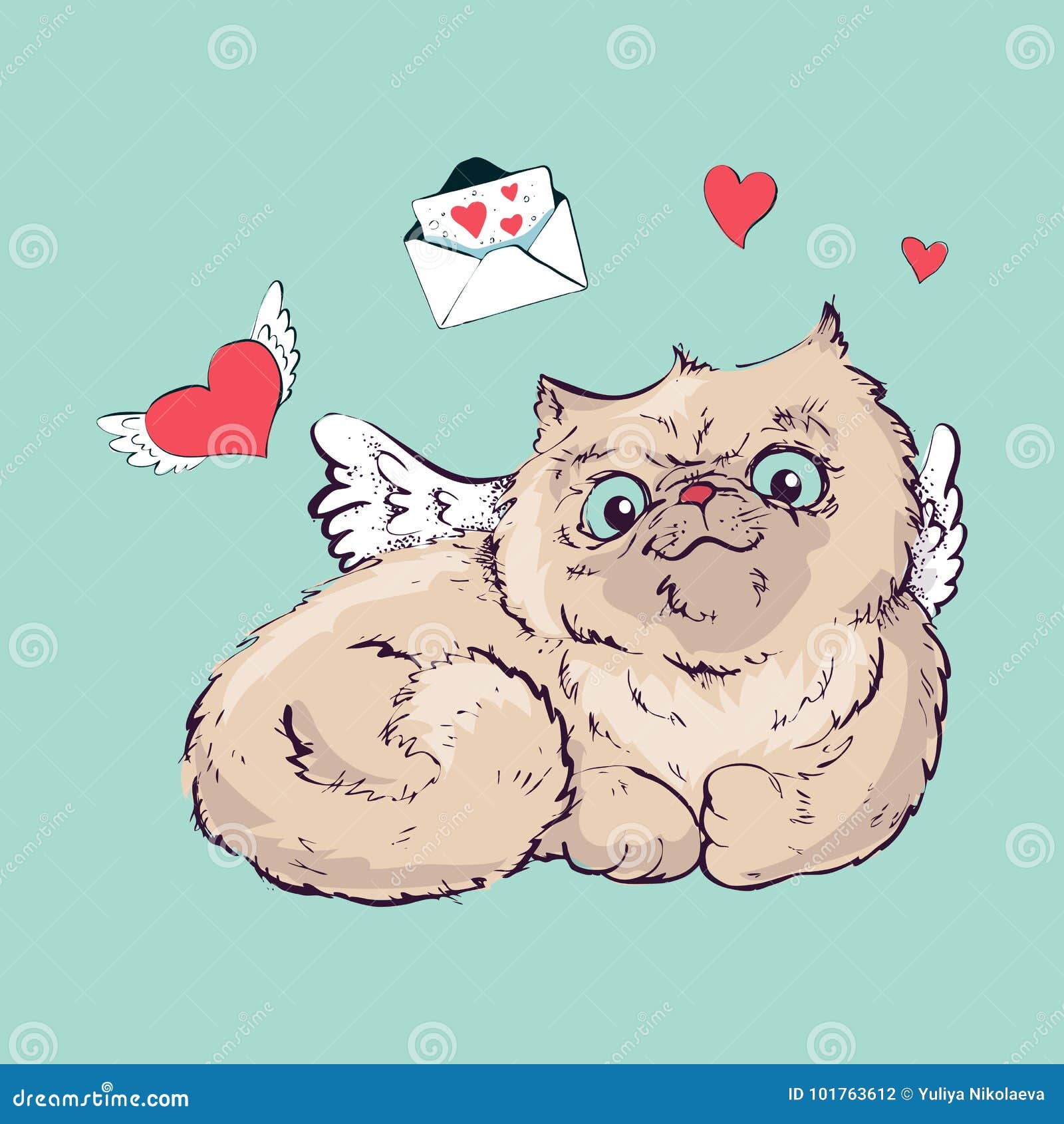 Angel Cat Vector Illustration Graphics. Stock Vector - Illustration of ...