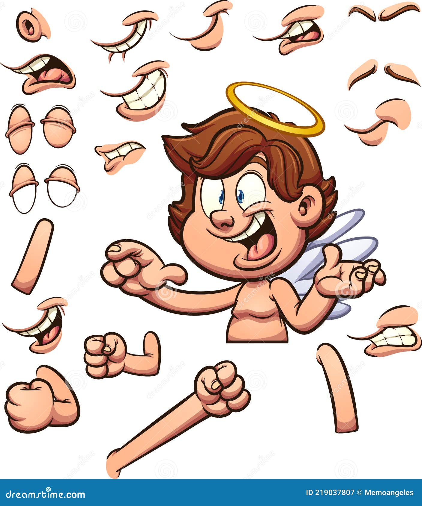 Angel Character Torso with Different Expressions. Stock Vector ...