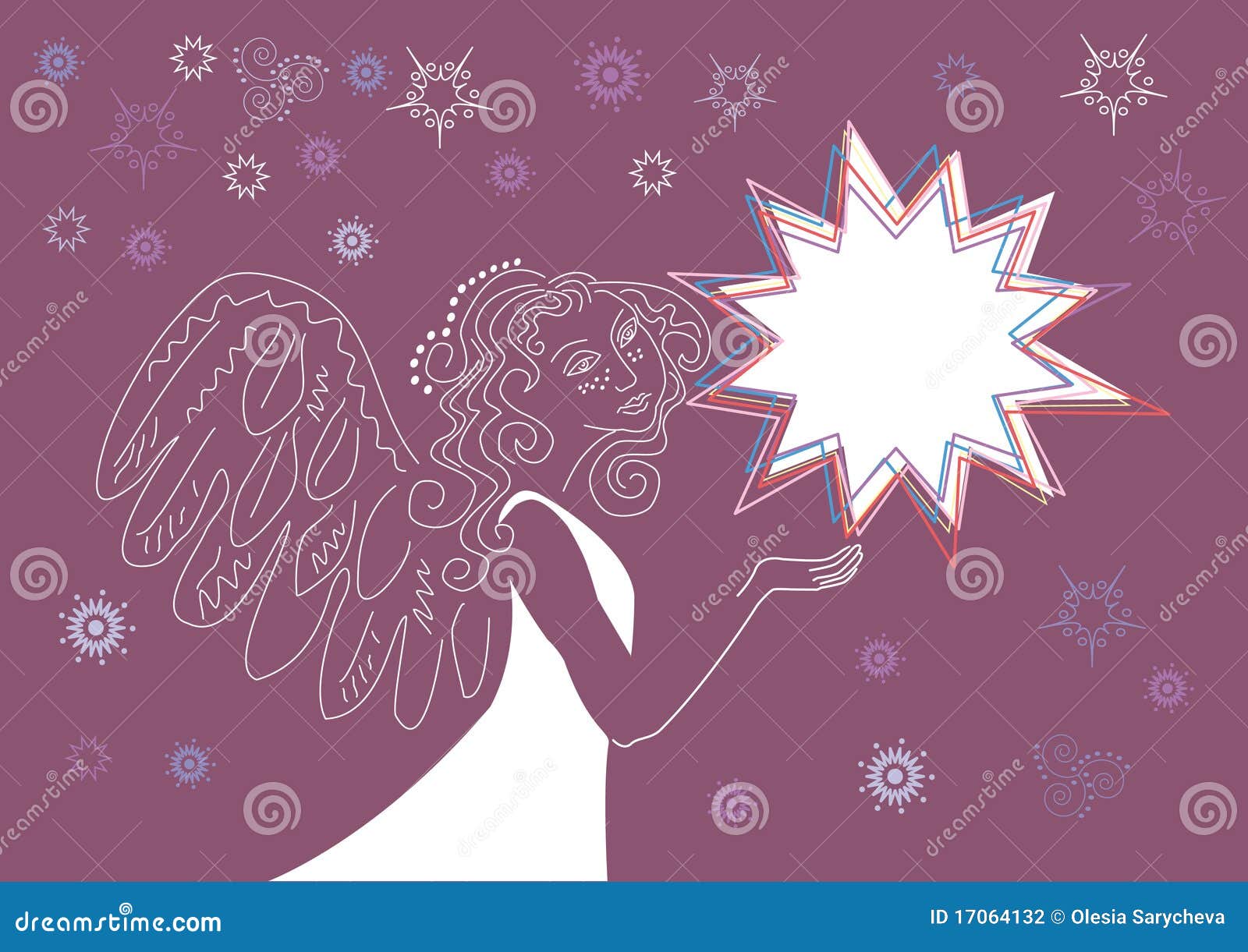 Angel with the Christmas Star Stock Vector - Illustration of floral ...