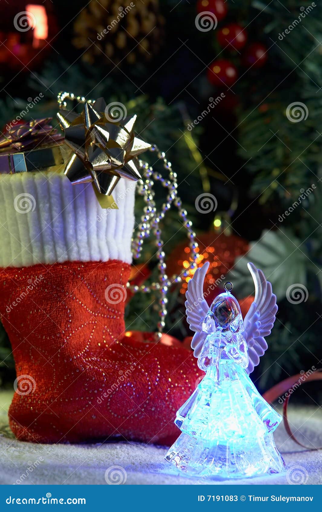 Angel and Christmas Stocking with Presents Stock Image - Image of ...