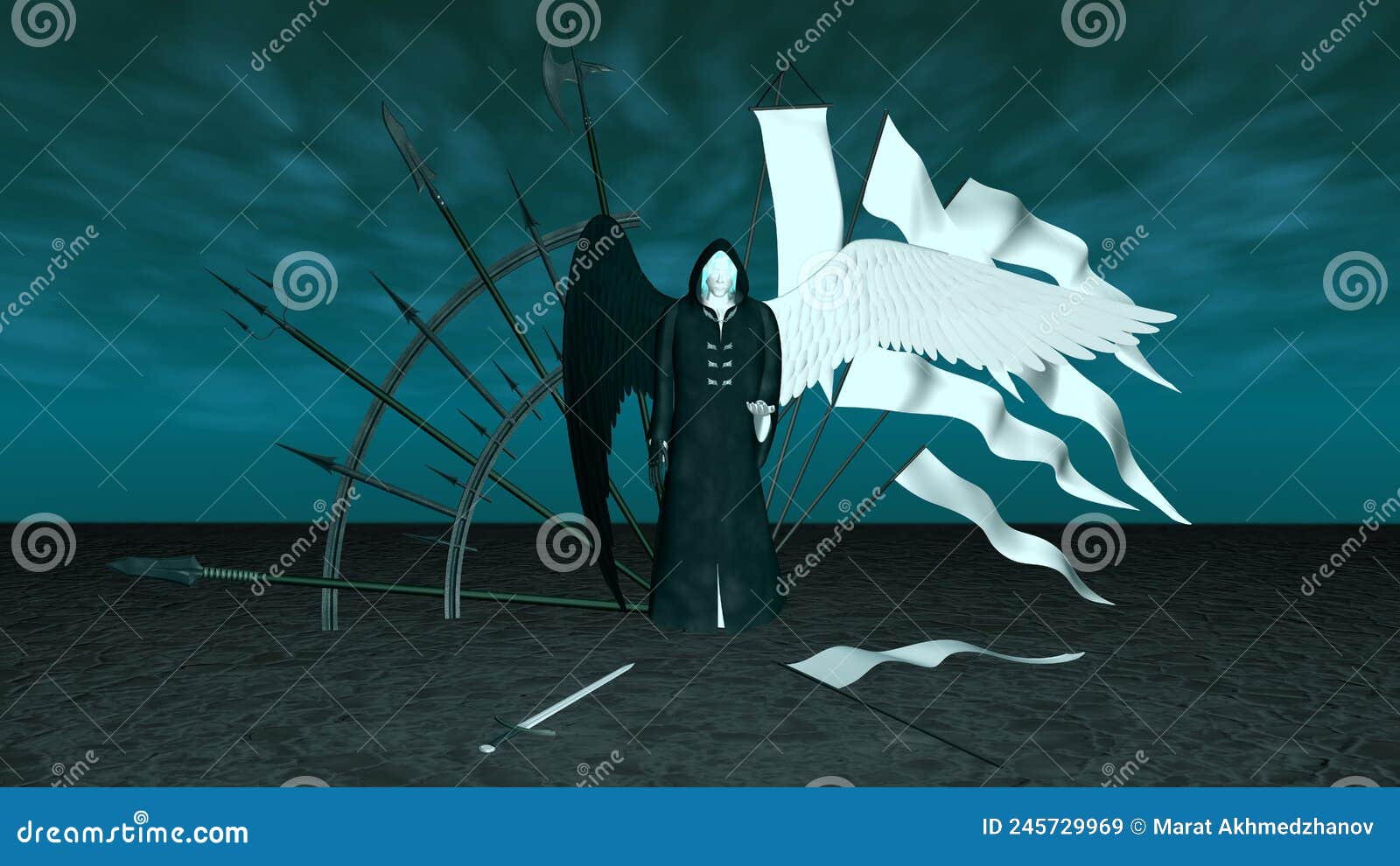 Angel in a Cloack Mythical Creature 3d Render Stock Illustration ...