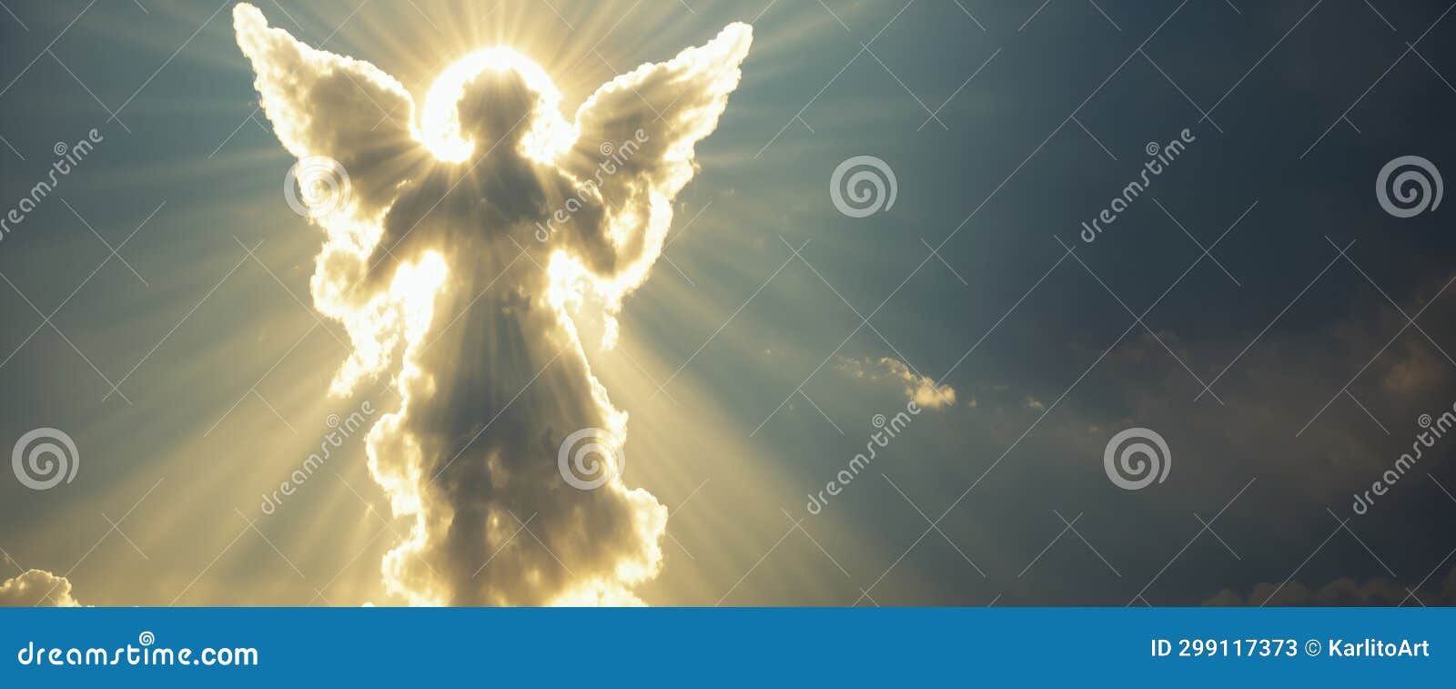 Angel Cloud with Bright Light Rays in the Sky Stock Illustration ...