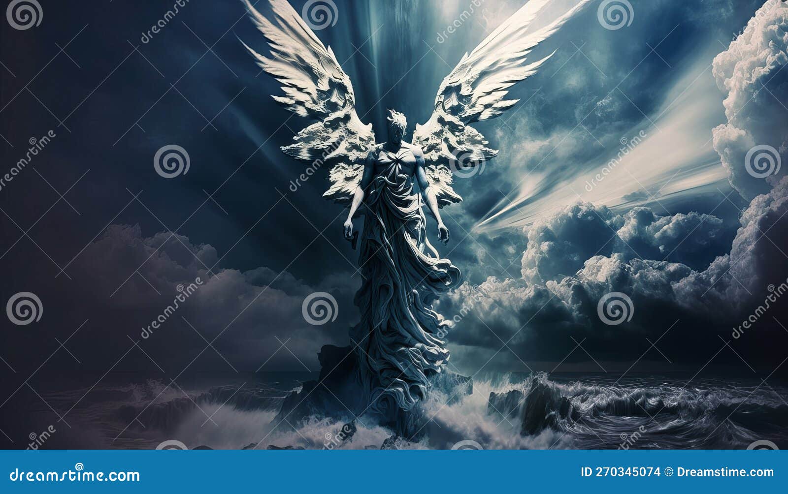 Angel a Cloud and Ocean Background. Generative AI Stock Illustration ...