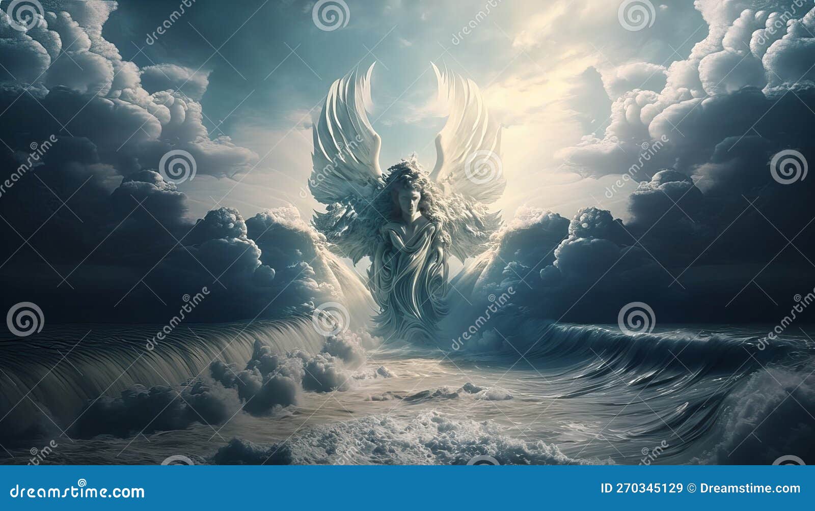 Angel a Cloud and Ocean Background. Generative AI Stock Illustration ...
