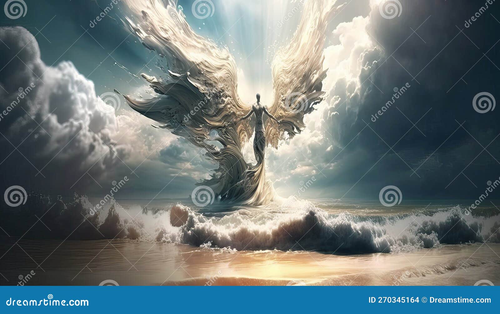 Angel a Cloud and Ocean Background. Generative AI Stock Illustration ...