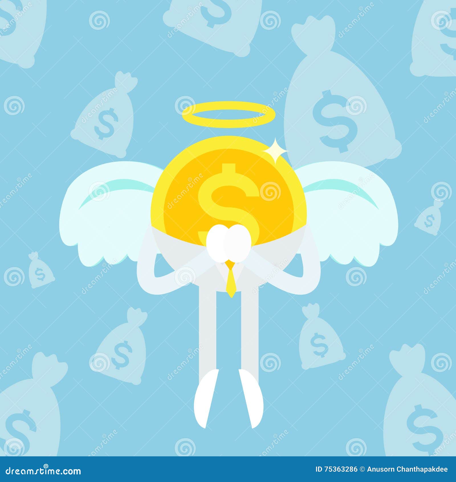 Angel Coin Business Man Sky Stock Vector - Illustration of wink, money ...