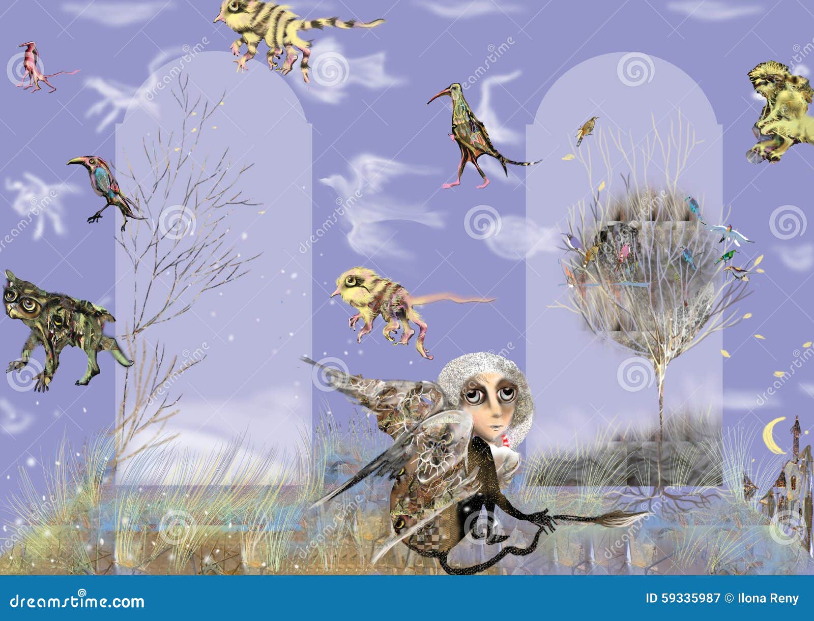 Angel Creature Sitting with Tail Stock Illustration - Illustration of ...