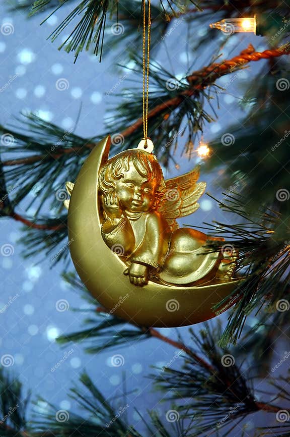 Angel on Crescent Moon stock photo. Image of stars, hang - 259648
