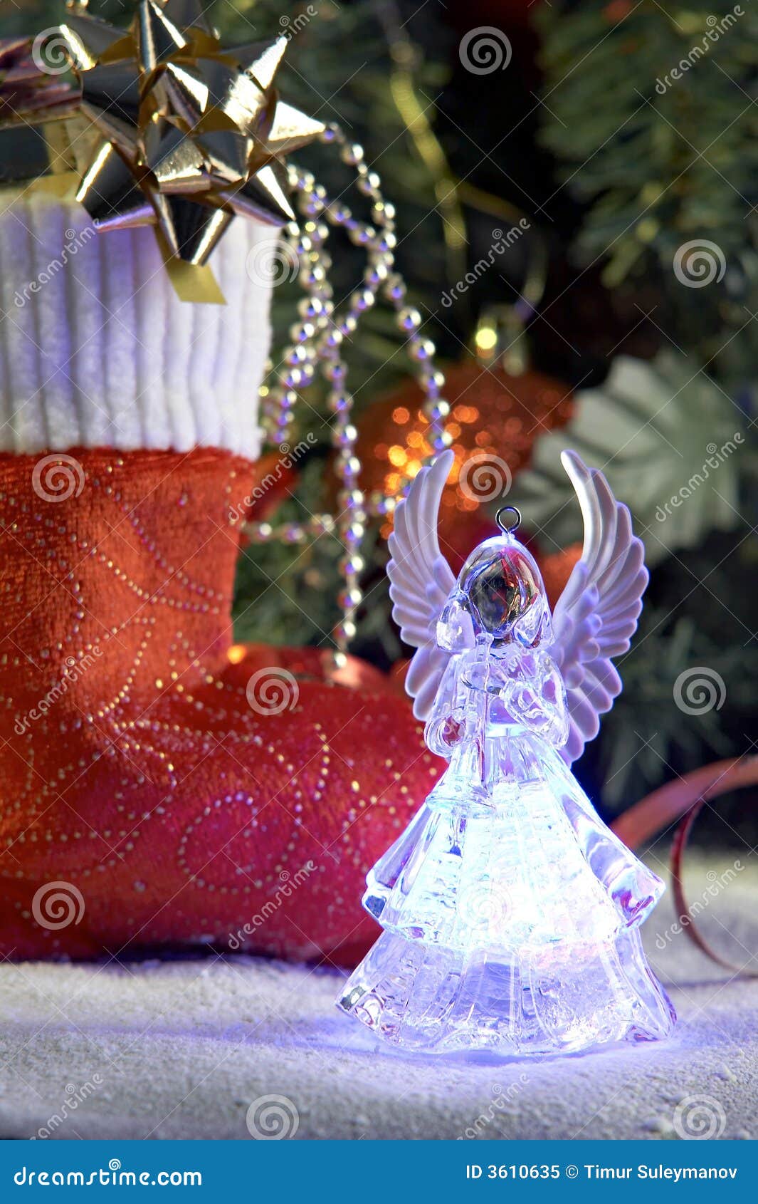 Angel and Cristmas Stocking with Presents Stock Image - Image of klaus ...