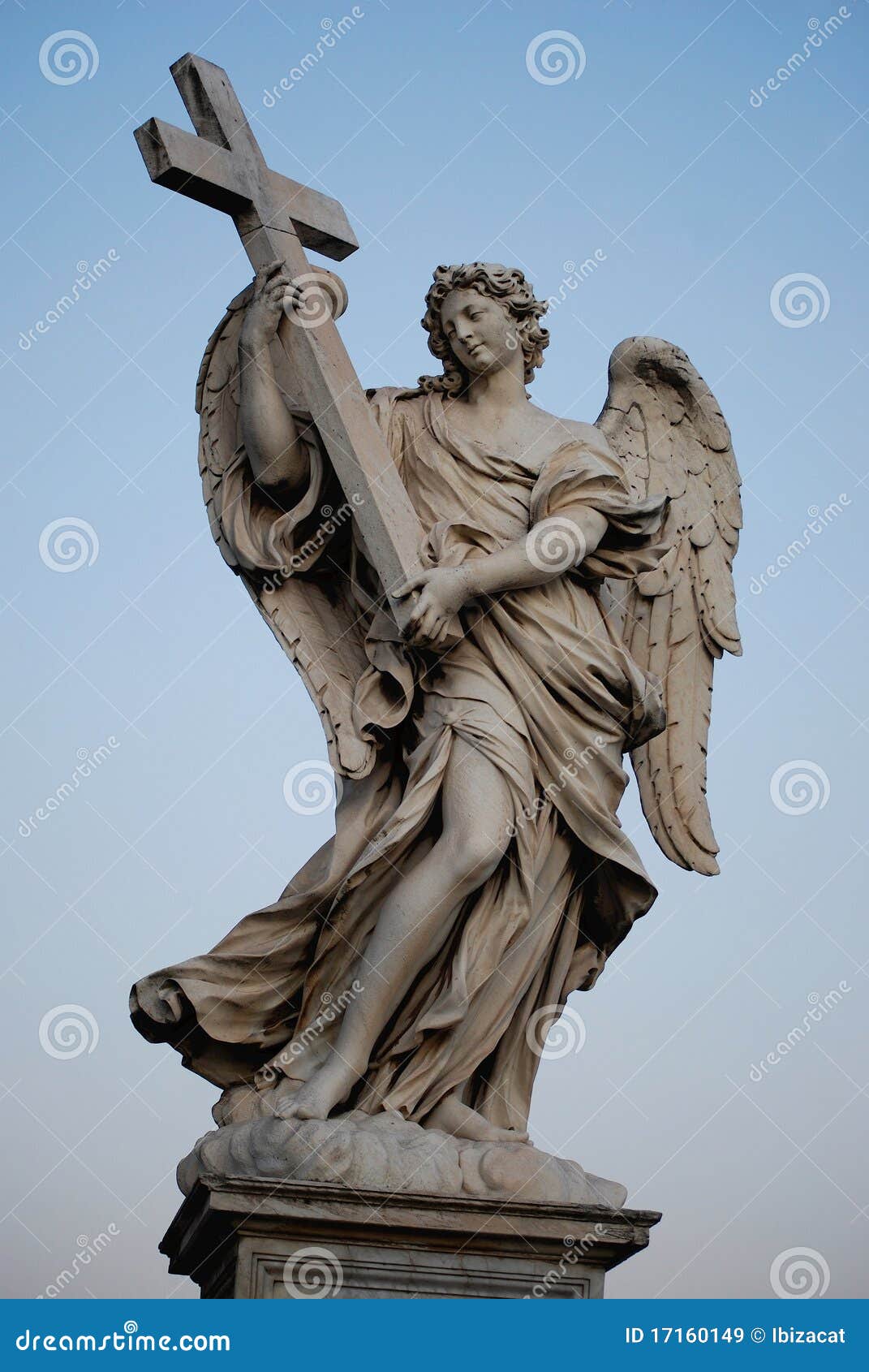 Angel with cross stock image. Image of marble, castle - 17160149