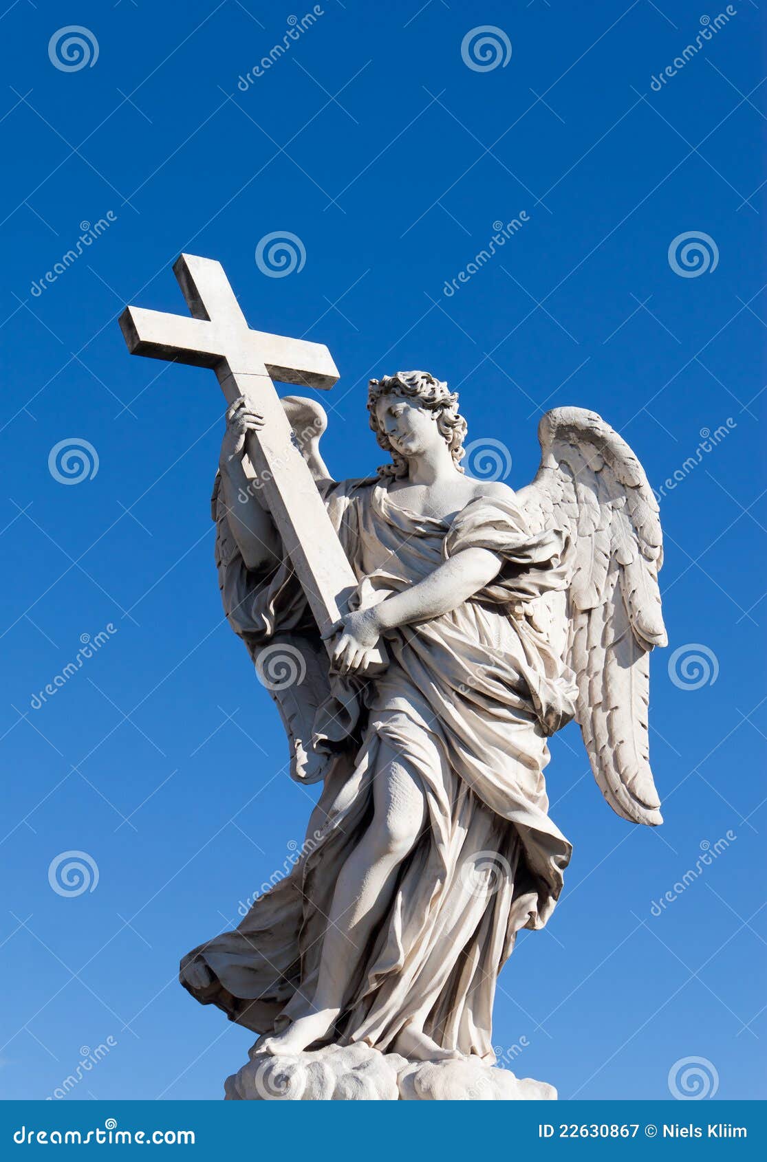 Angel with a cross stock image. Image of detail, monument - 22630867