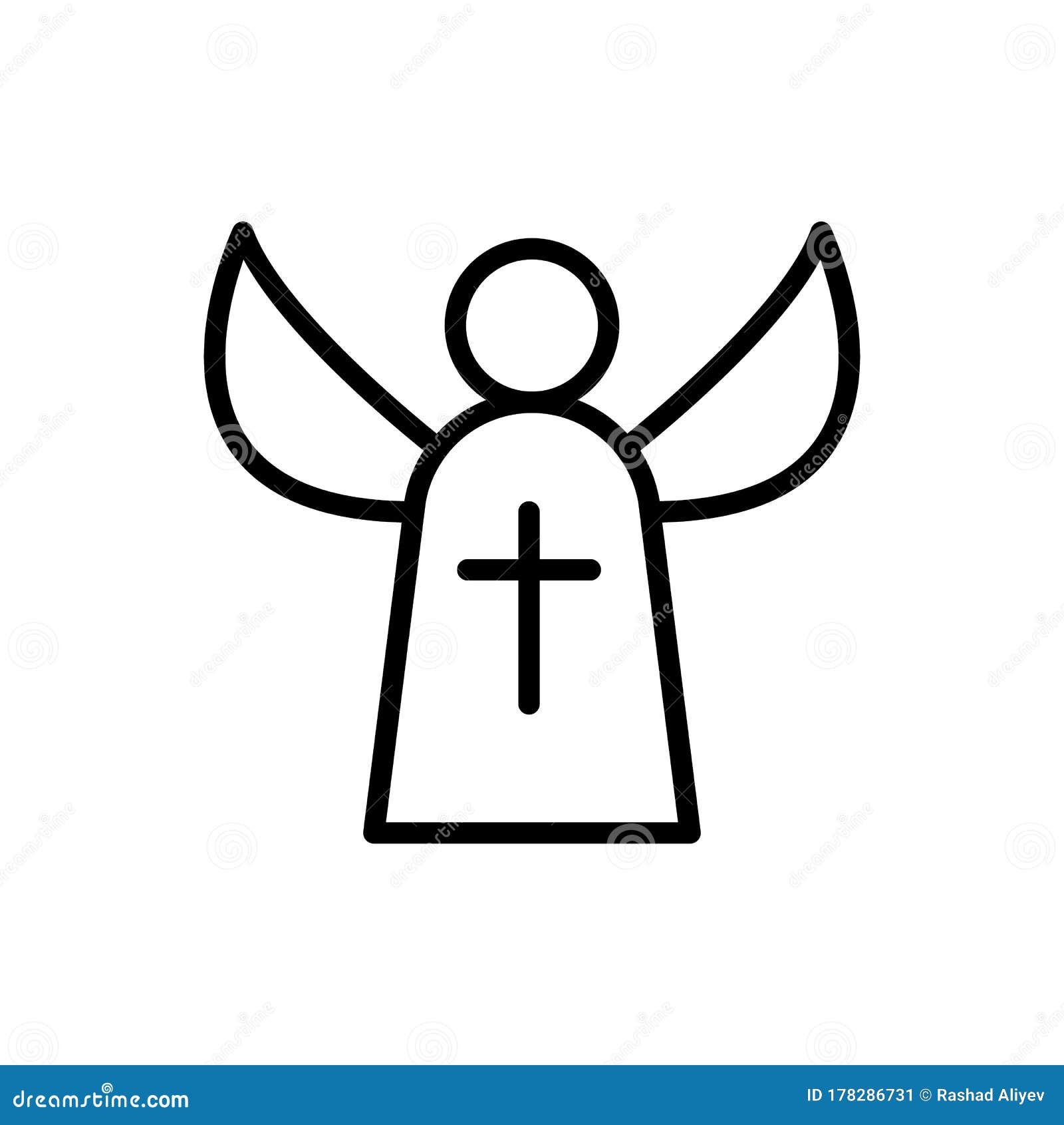 Angel Cross Icon. Simple Line Vector Elements of Religious Holiday for ...