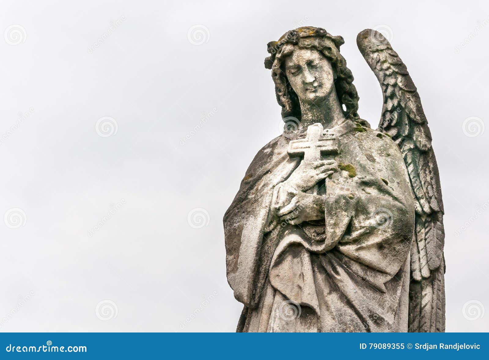 An angel with a cross. stock image. Image of innocence - 79089355