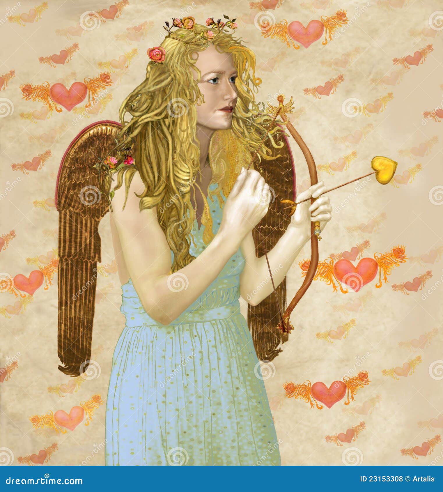 Angel Cupid stock illustration. Illustration of decorative - 23153308