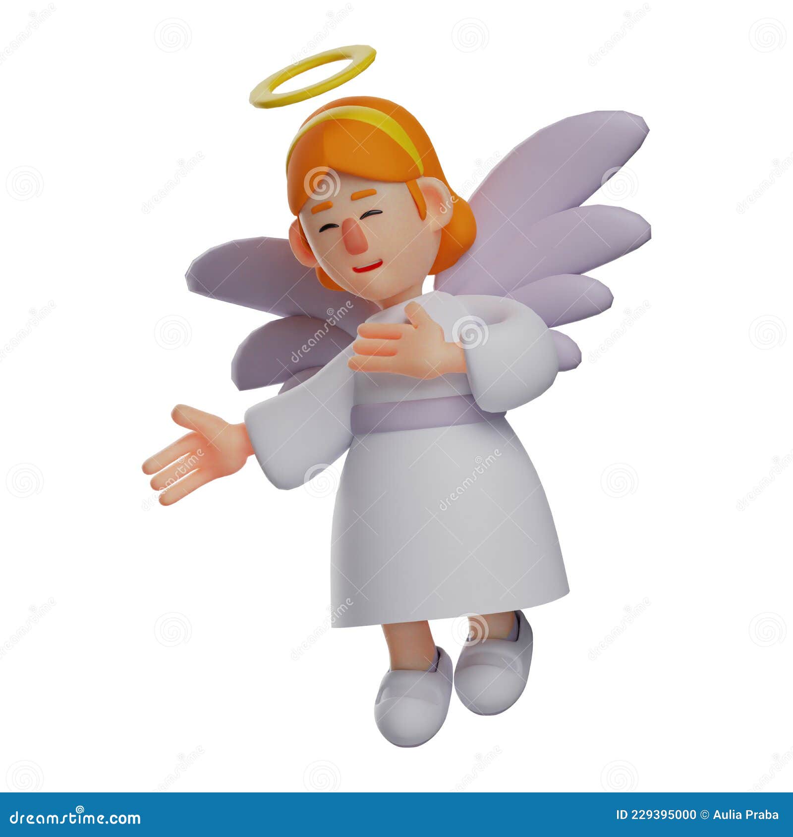 Angel 3D Cartoon Illustration with a Smiley Face Stock Illustration ...